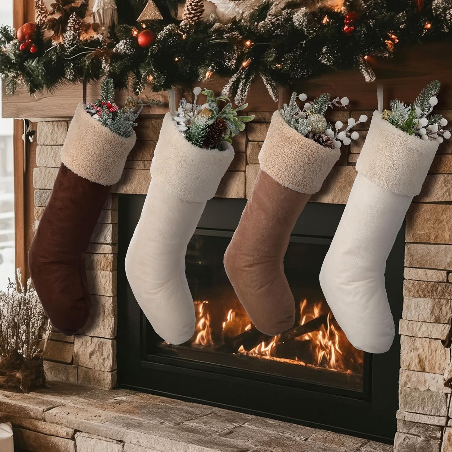 Amazon.com: Jamntower 4 Pcs Farmhouse Christmas Stockings, 18 ...