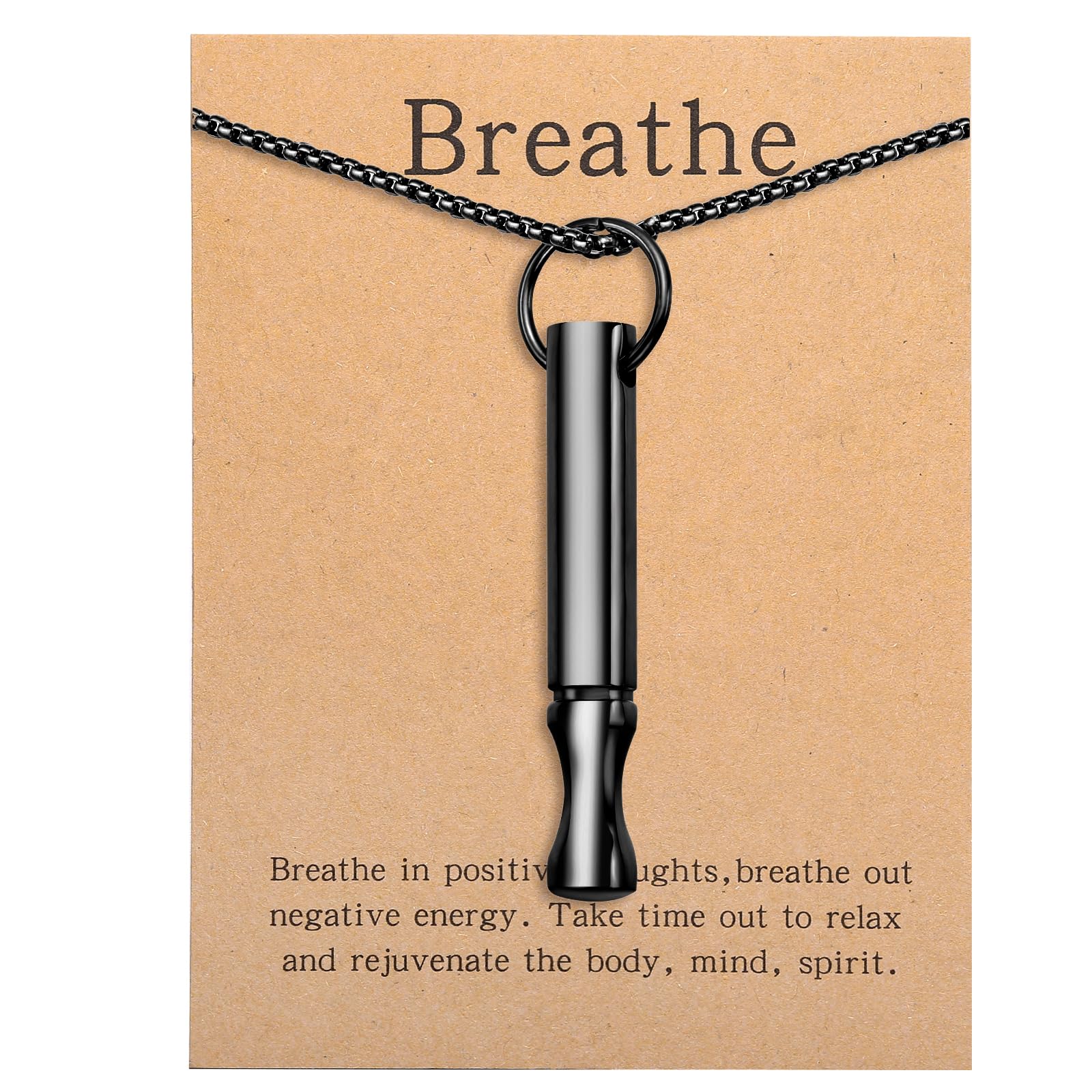 Generic Mindfulness Breathing Necklace Stress Relief Pendant Stainless ...