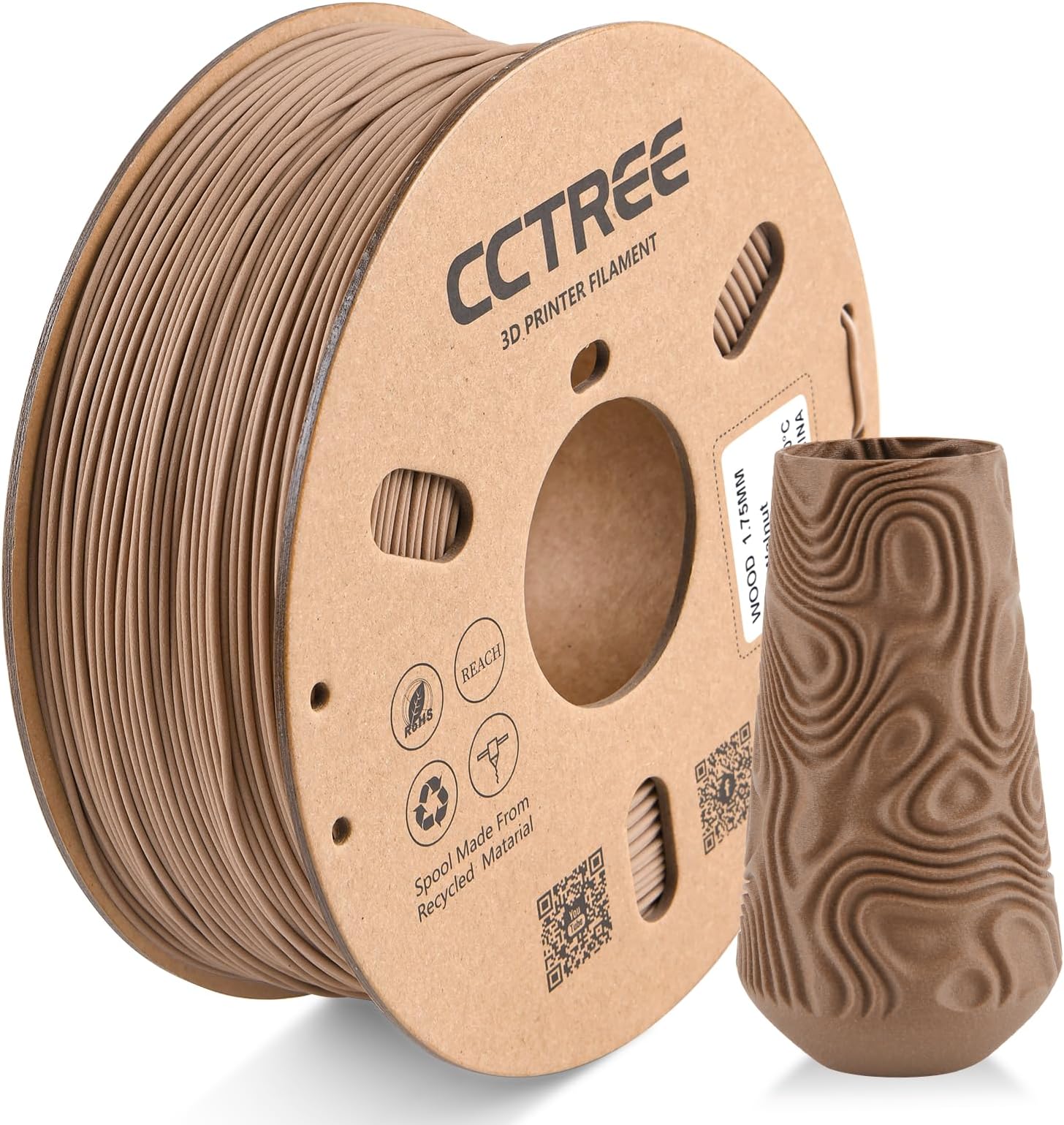 Amazon.com: CCTREE Wood Walnut PLA Filament 1.75mm, Matte and Frosted ...