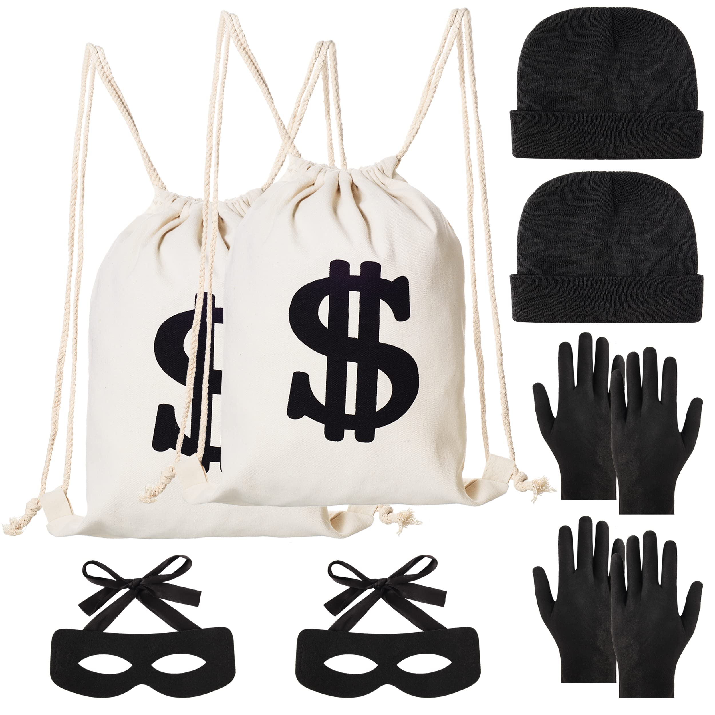 Amazon.com: YAROMO 8 Pack Robber Costume Set, Include Canvas Dollar ...