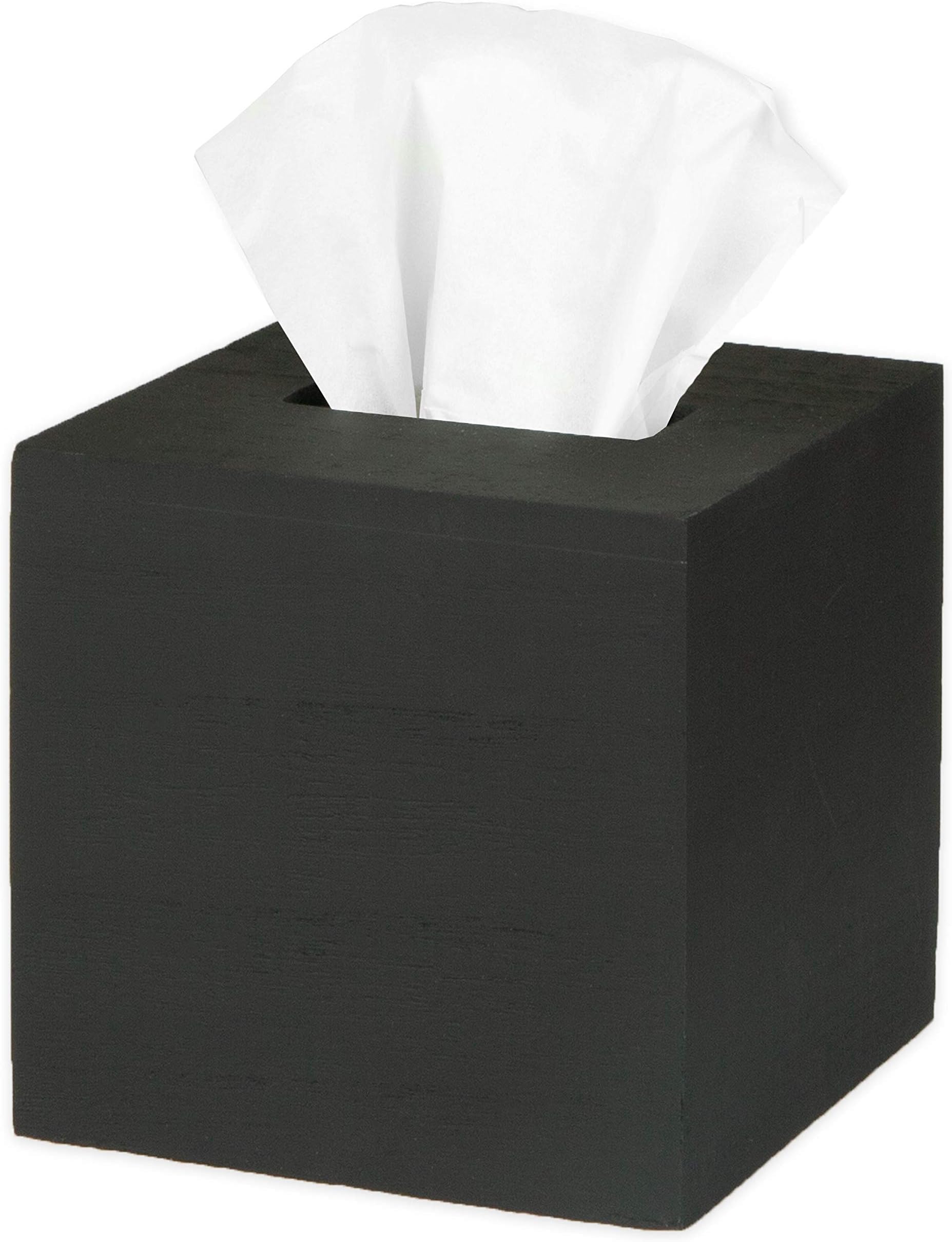 Amazon.com: ALELION Black Tissue Box Cover Square - Thick Wooden Tissue ...
