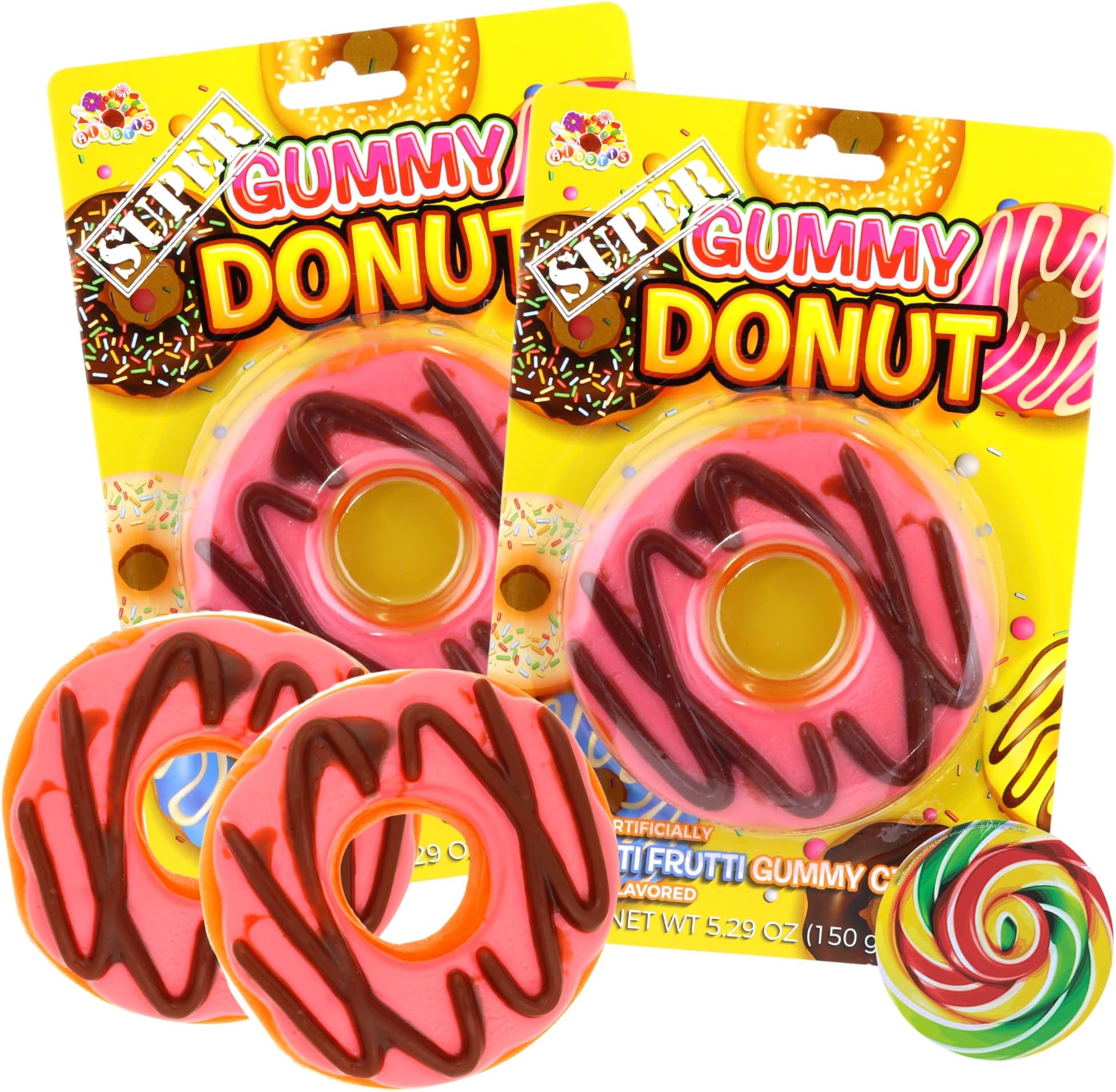 Amazon.com: Giant Gummy Donut, Tutti Frutti Flavored Candy, Edible ...