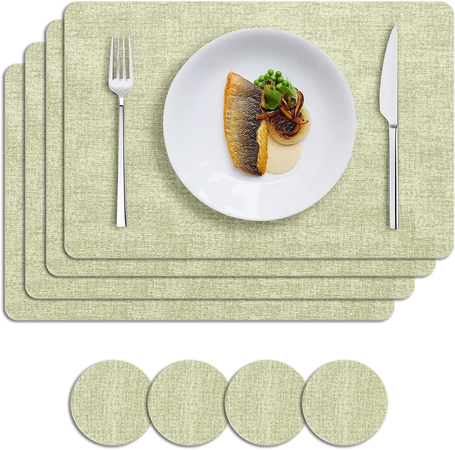 Amazon.com: MOSAYT Faux Leather Placemats Set of 6, Heat Resistant ...