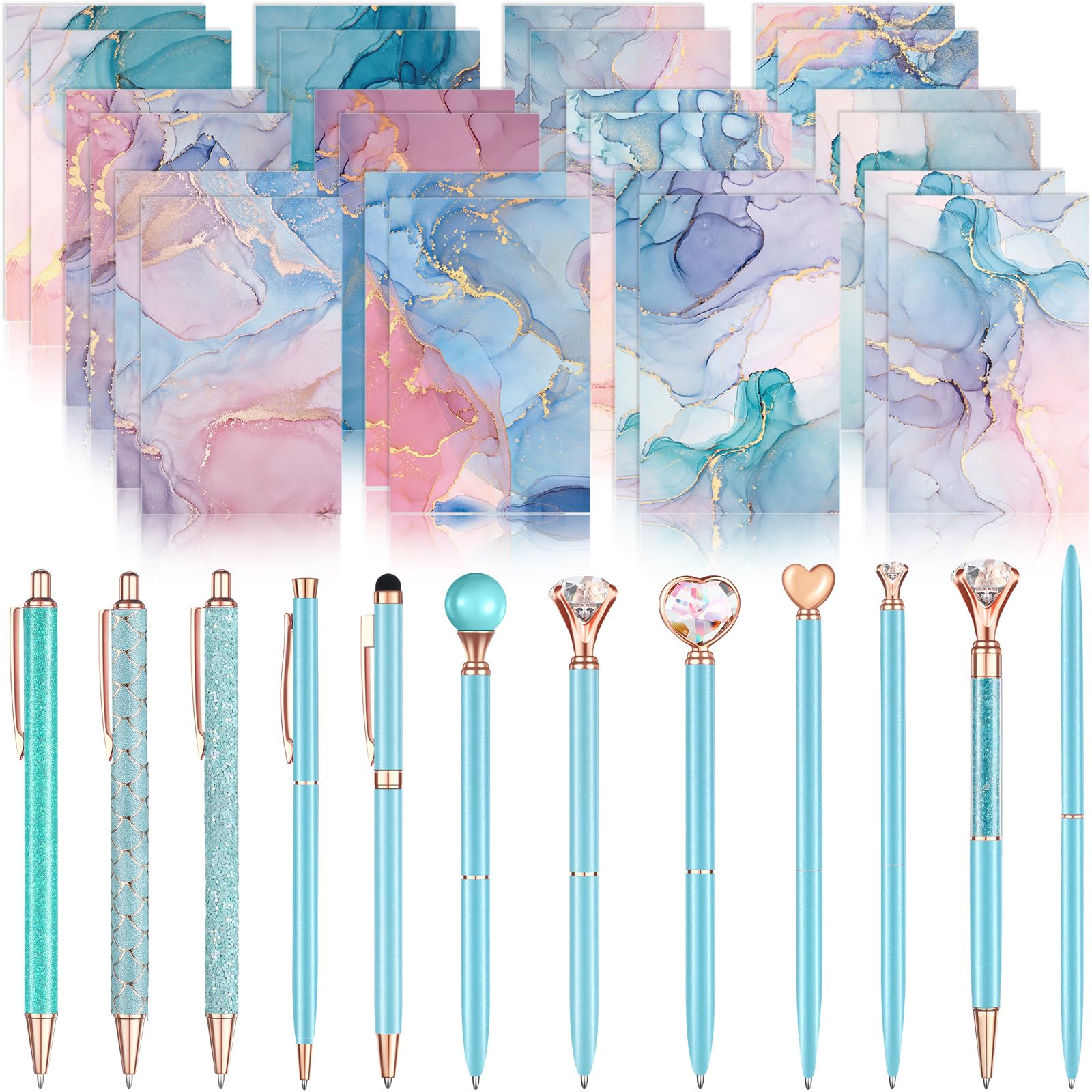 Amazon.com : Pasimy 24 Pcs Marble Mini Notebooks with Ballpoint Pens ...