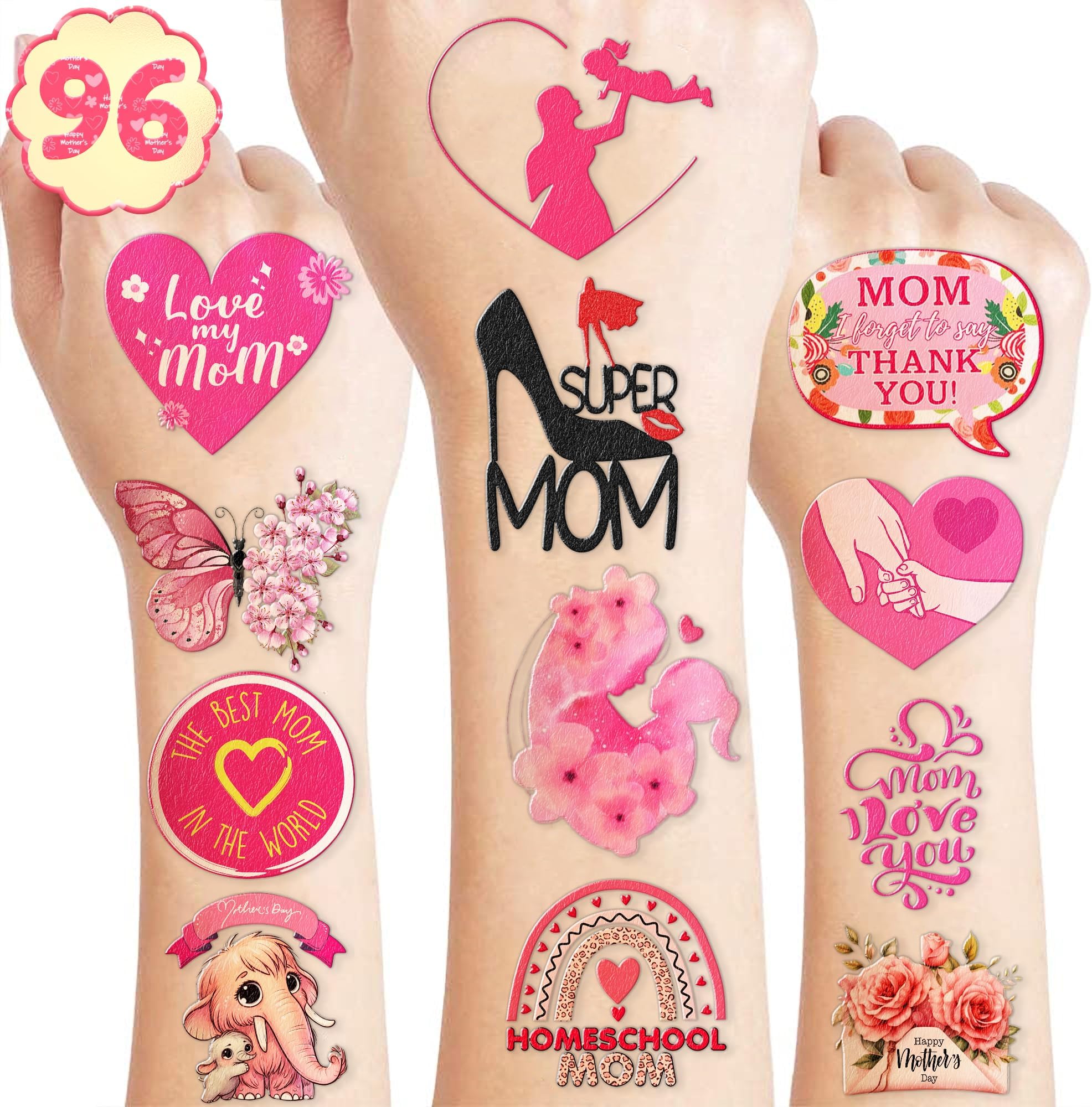 Amazon.com : 102 PCS Happy Mother’s Mothers Day Temporary Tattoos ...