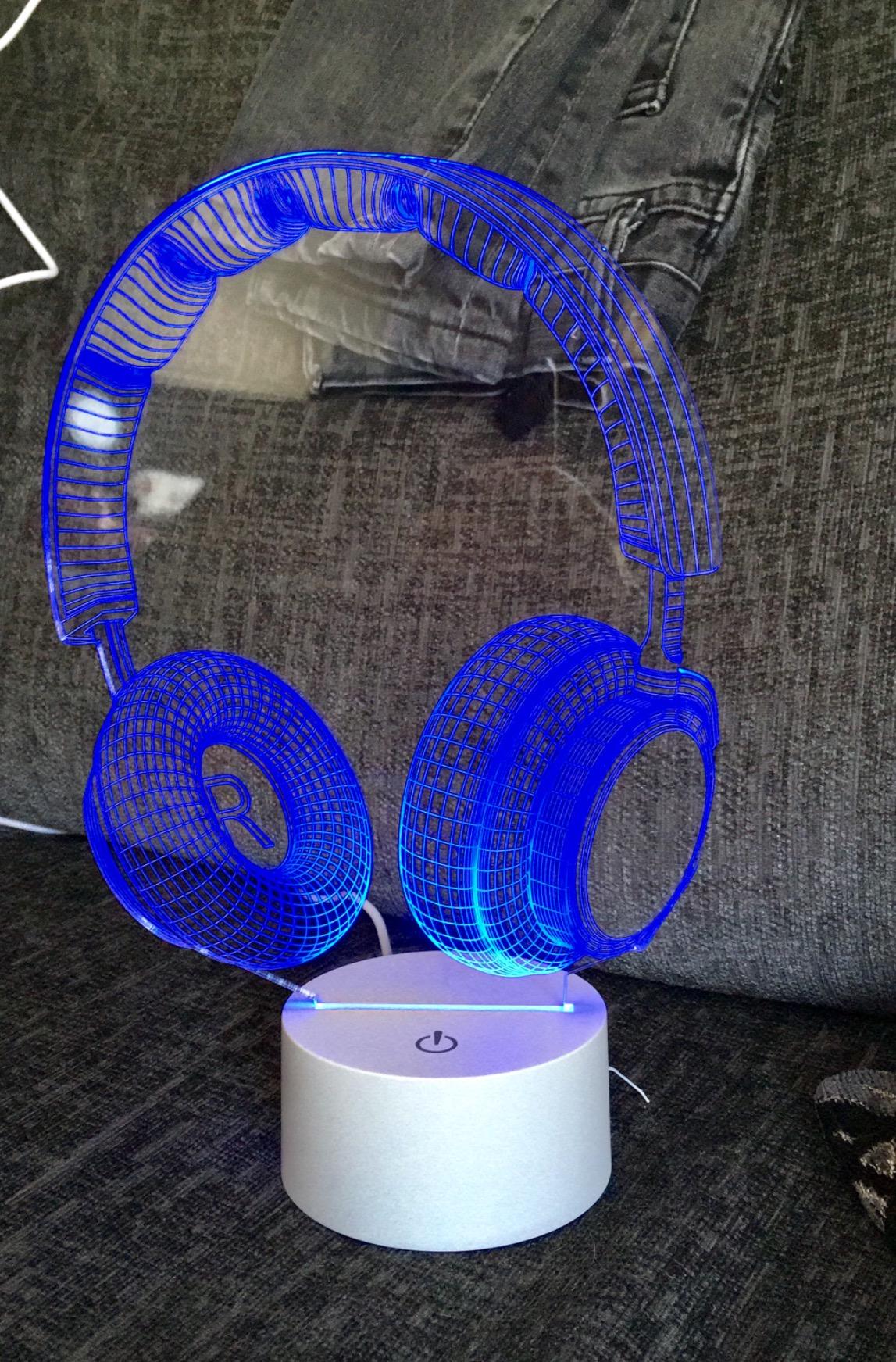 FULLOSUN 3D Headphone Lamp,7 Colors Changing Earphone Nightlight for ...