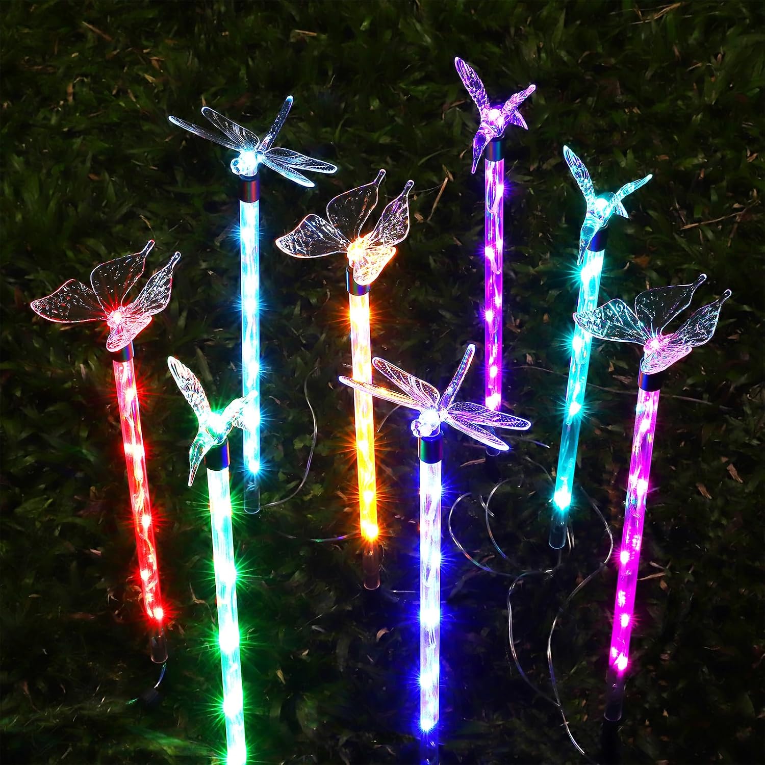 Amazon.com : Set of 8 Plastic Solar Lights Outdoor Garden Decor ...