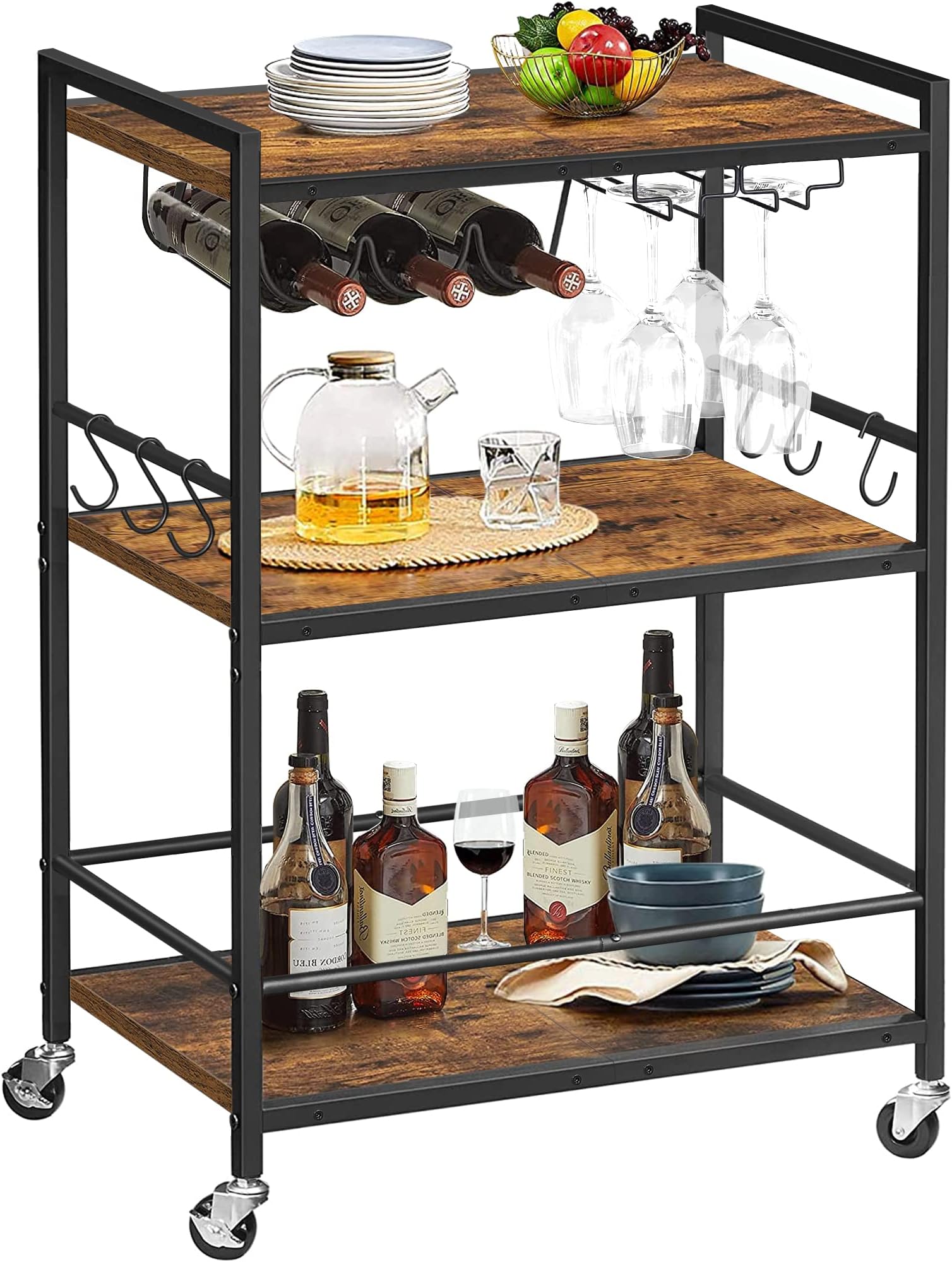 Amazon.com - ZIIYAN Bar Cart, Home Bar Serving Rolling Cart, 2 Tier ...