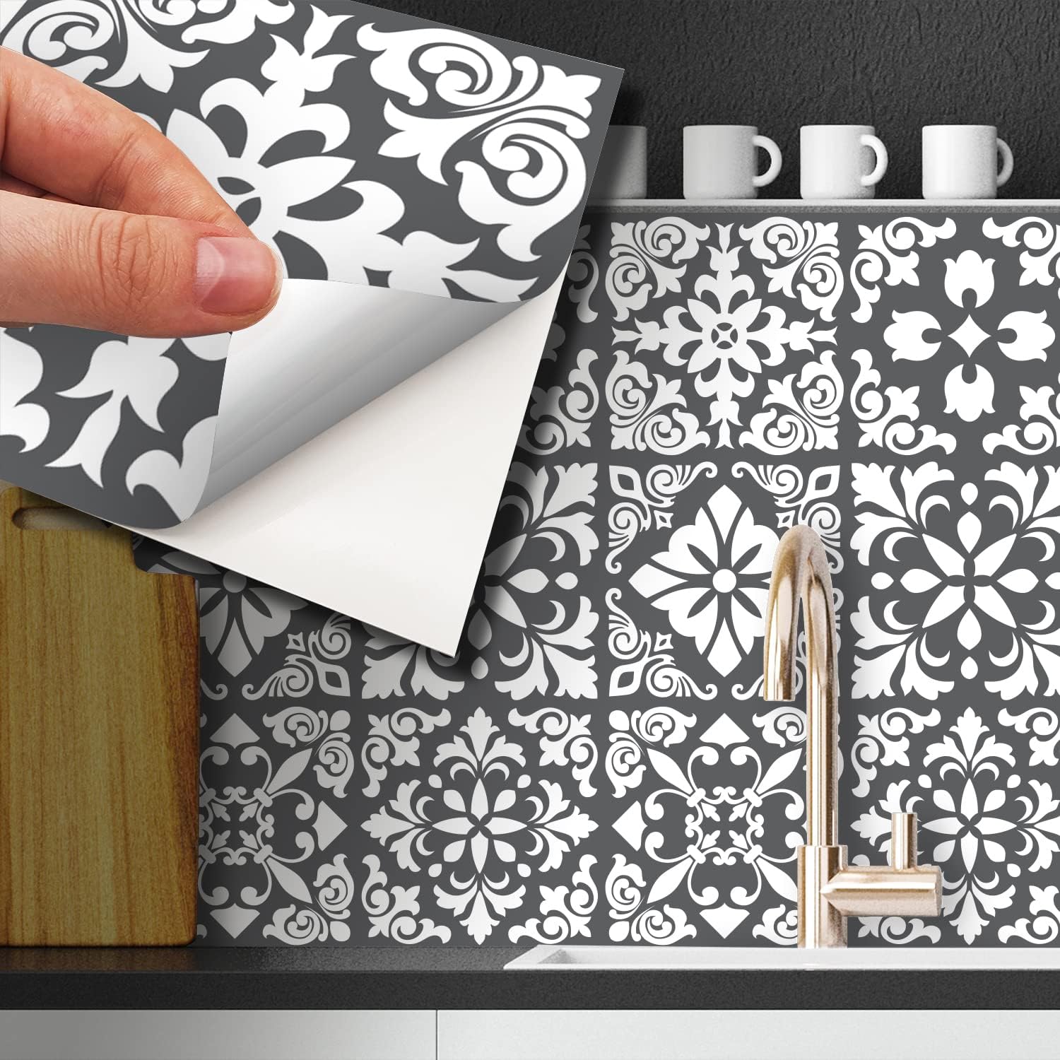 WALPLUS 15cm(6") 24 pcs Dark Grey Spanish Renaissance Wall Tile ...