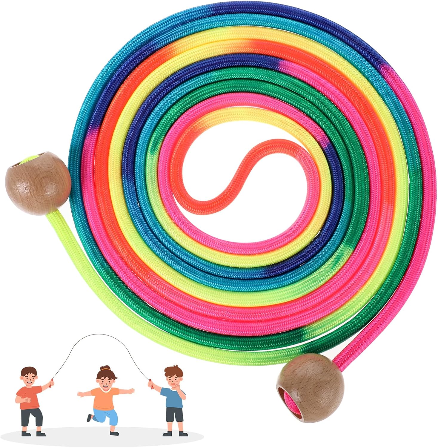 Long Jump Rope for Kids 16 FT Adjustable Skipping Rope Multiplayer ...