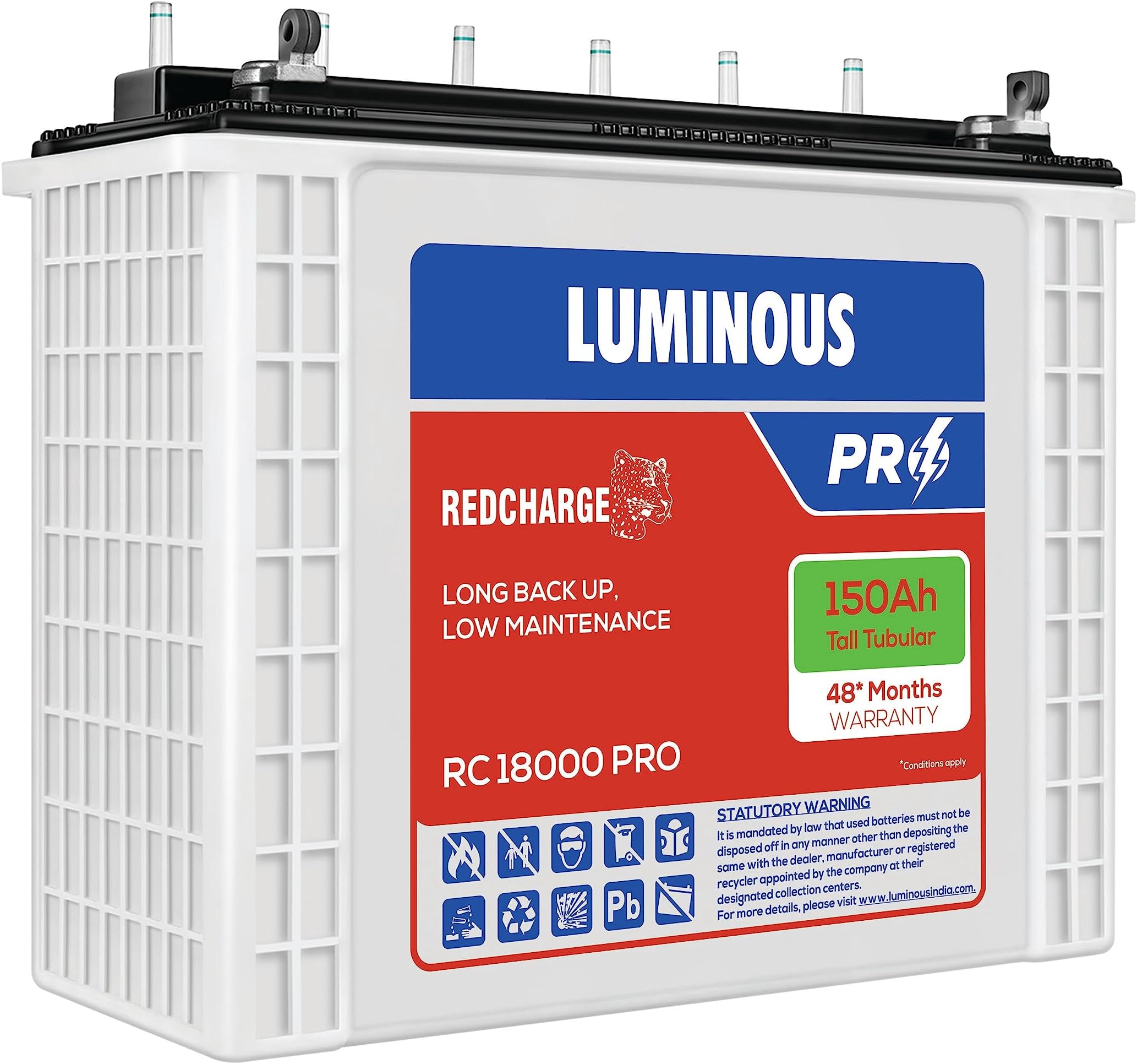 Luminous Red Charge RC 18000ST Battery for Home, Office & Shops | 150 ...