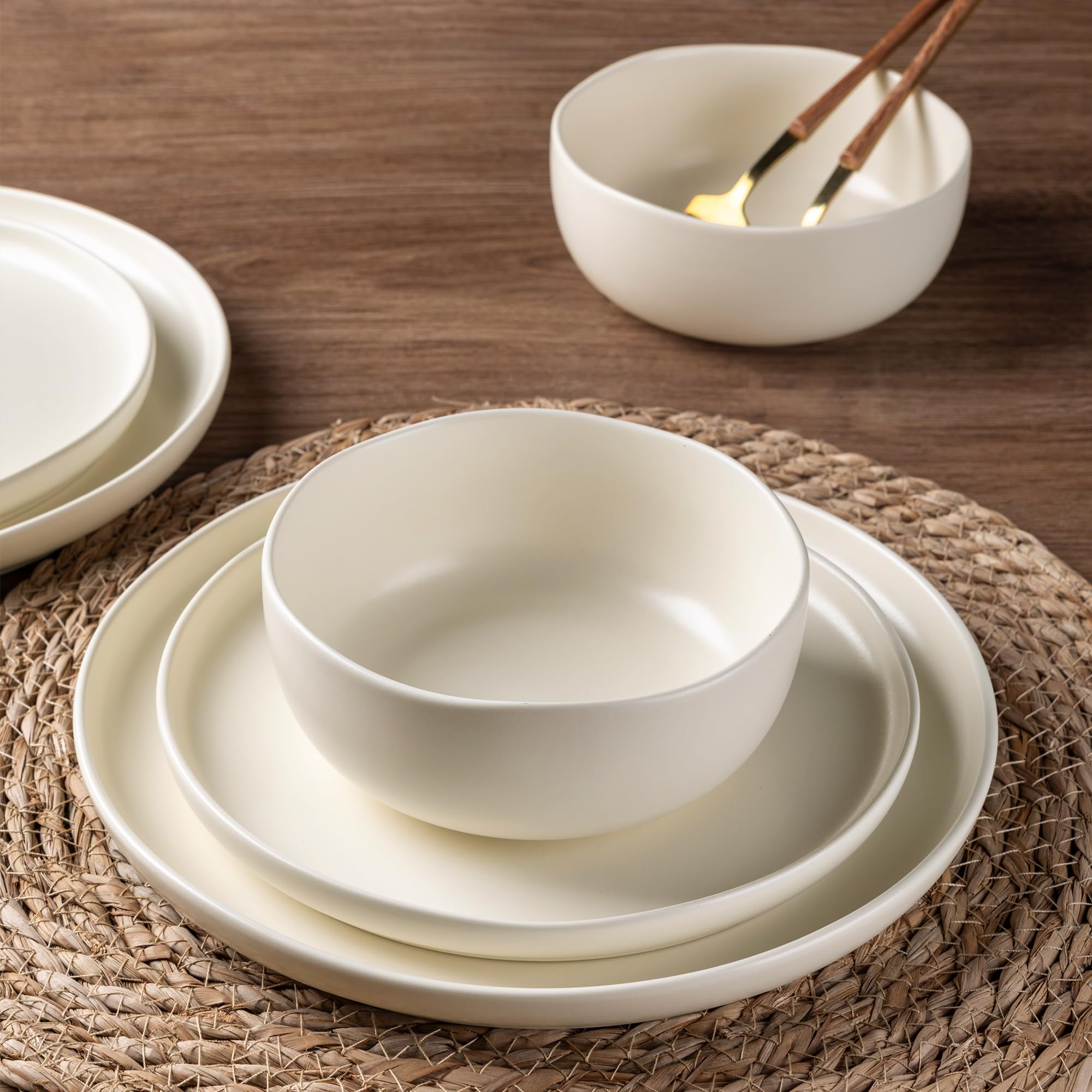 Snapklik.com : AmorArc Stoneware Dinnerware Sets, Wavy Rim Ceramic ...