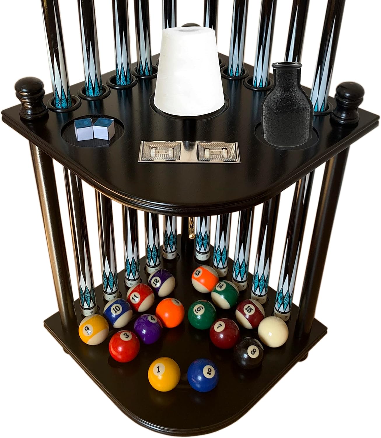 Amazon.com: GACCO BILLIARDS Pool Cue Rack Floor Stand for Cue Stick at ...