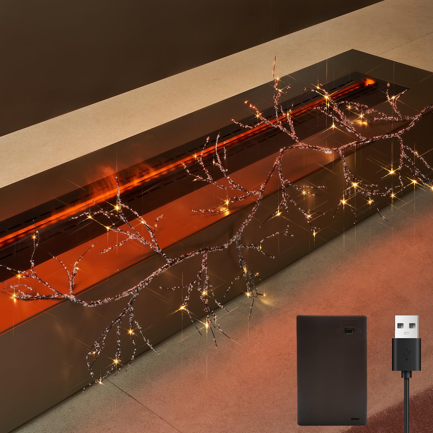 Amazon.com: Fudios Lighted Iced Garland with Timer 48 LED Fairy Lights ...