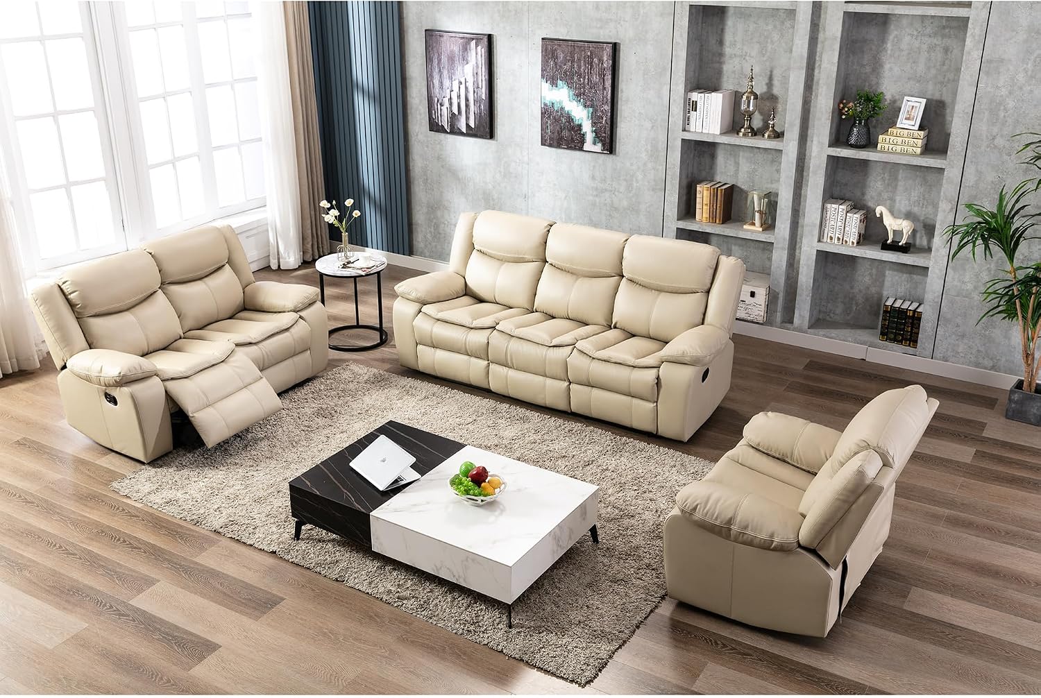 Amazon.com: Ball & Cast 3 Pieces Manual Recliner Sofa Couch Set, Living ...