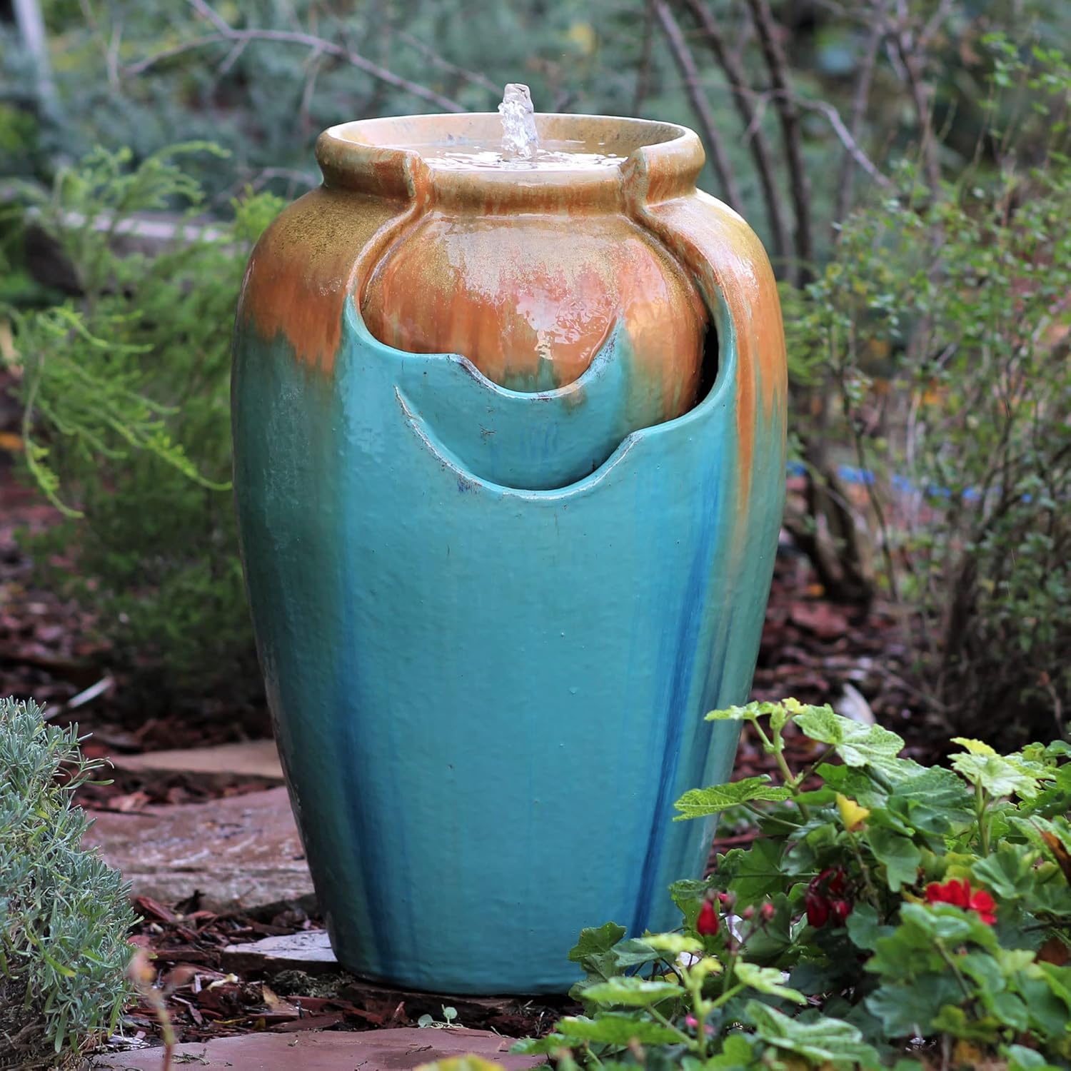 Amazon.com: PLANTATOREM Water Fountain Outdoor, High-Fire Ceramic Water ...