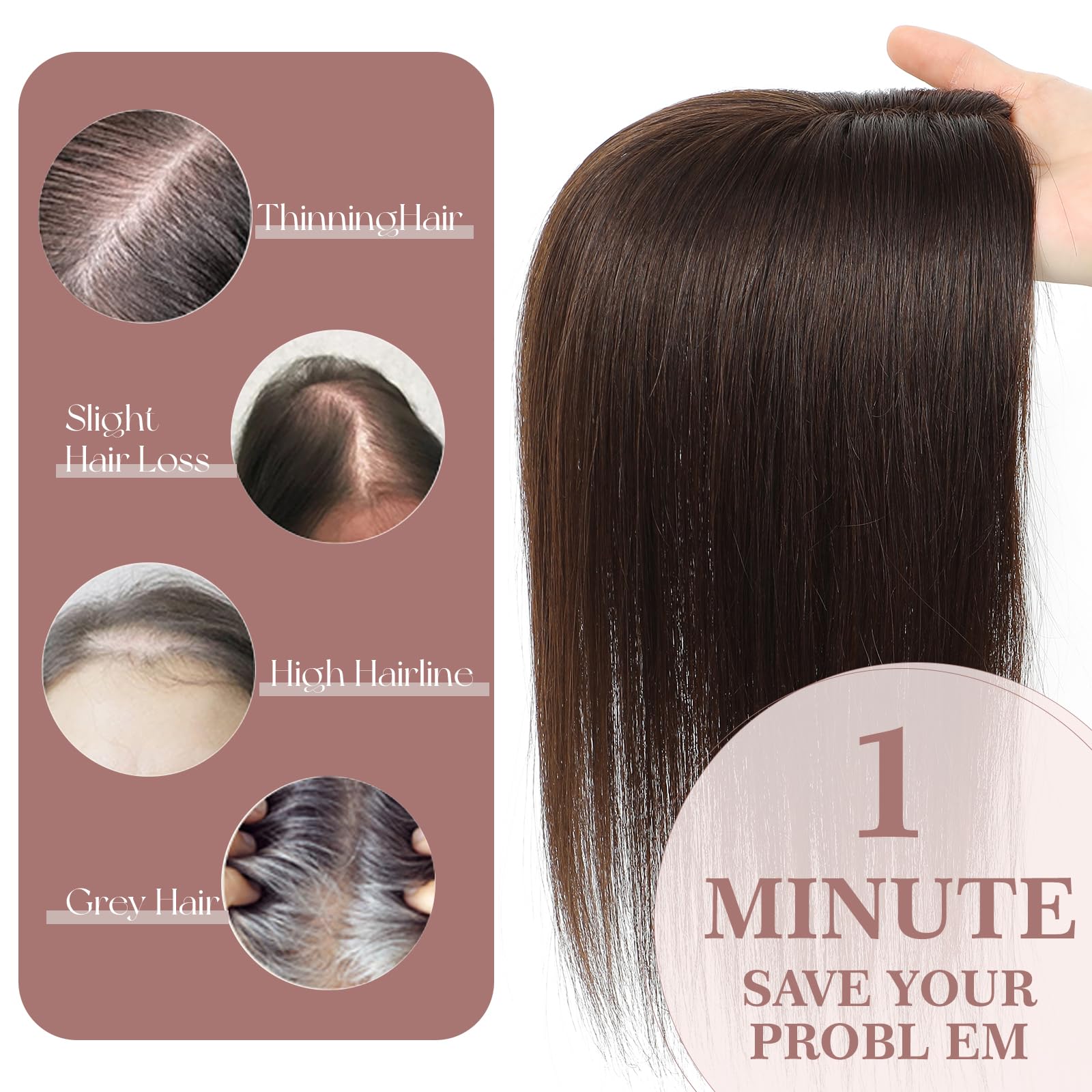 Snapklik.com : Meralona 12 Inch Hair Toppers For Women Real Human Hair ...