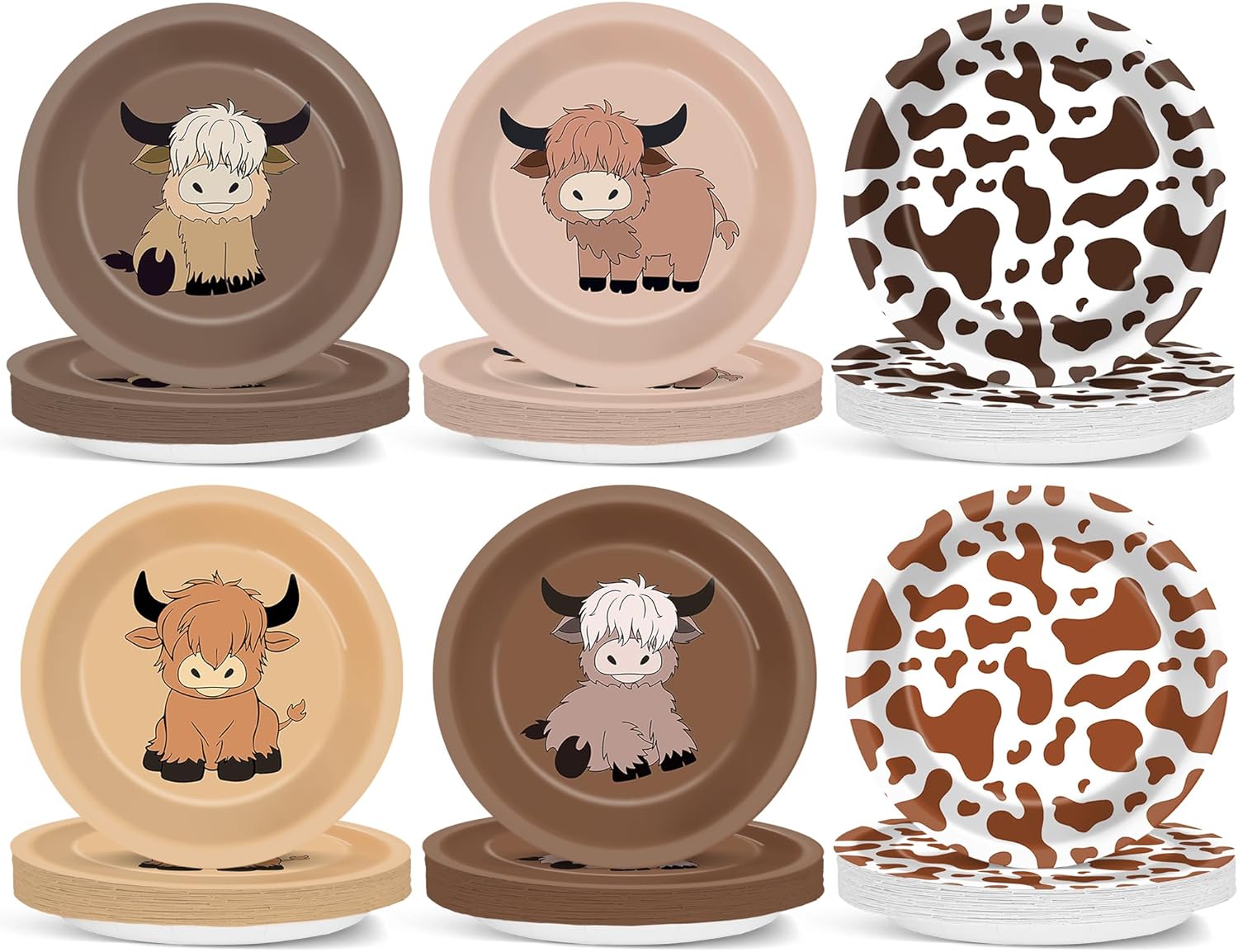 Amazon.com: 60Pcs Highland Cow Party Supplies Brown Cow Party Paper ...