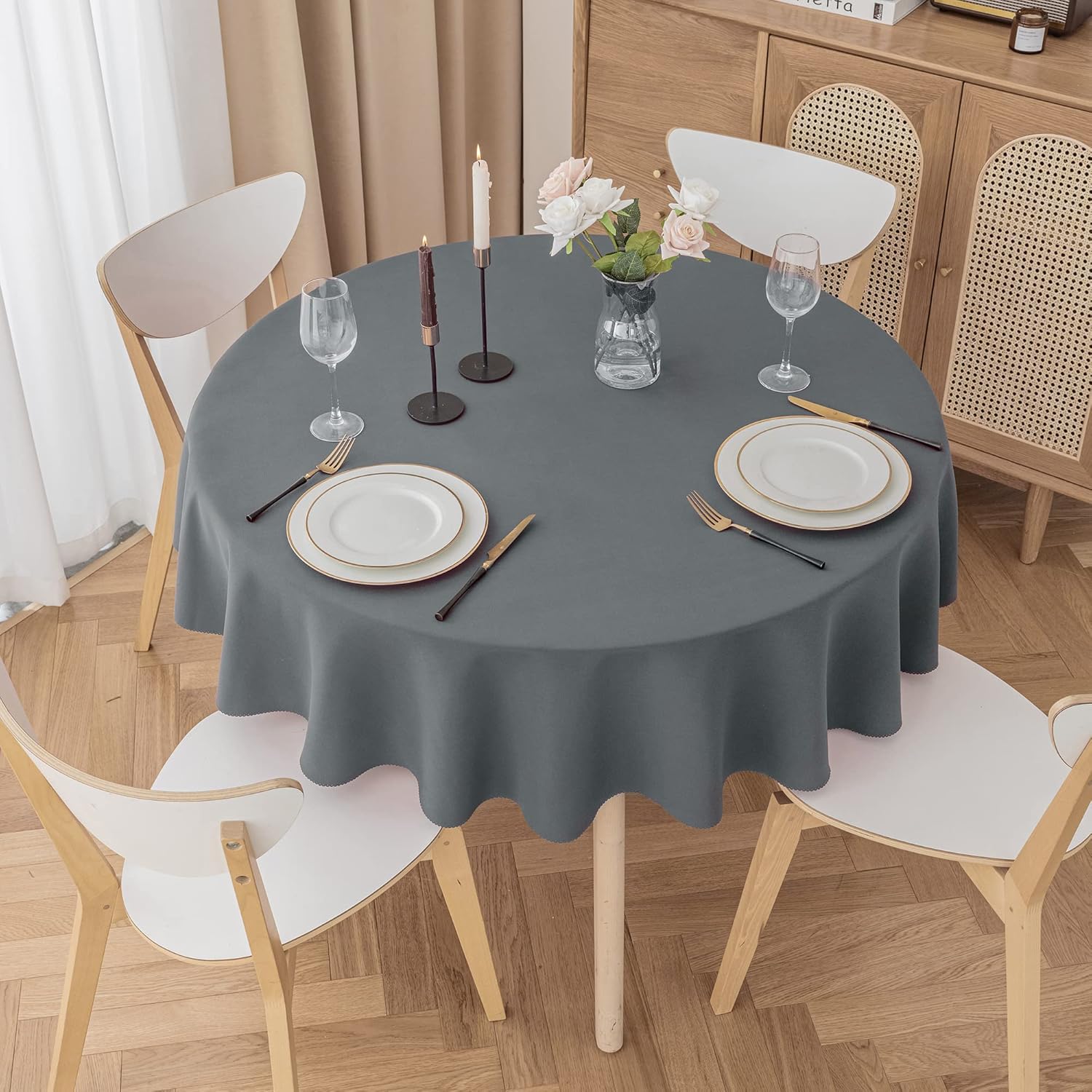 Amazon.com: Qidordour Round Tablecloth, 70 inch Dia, 210GSM Polyester ...