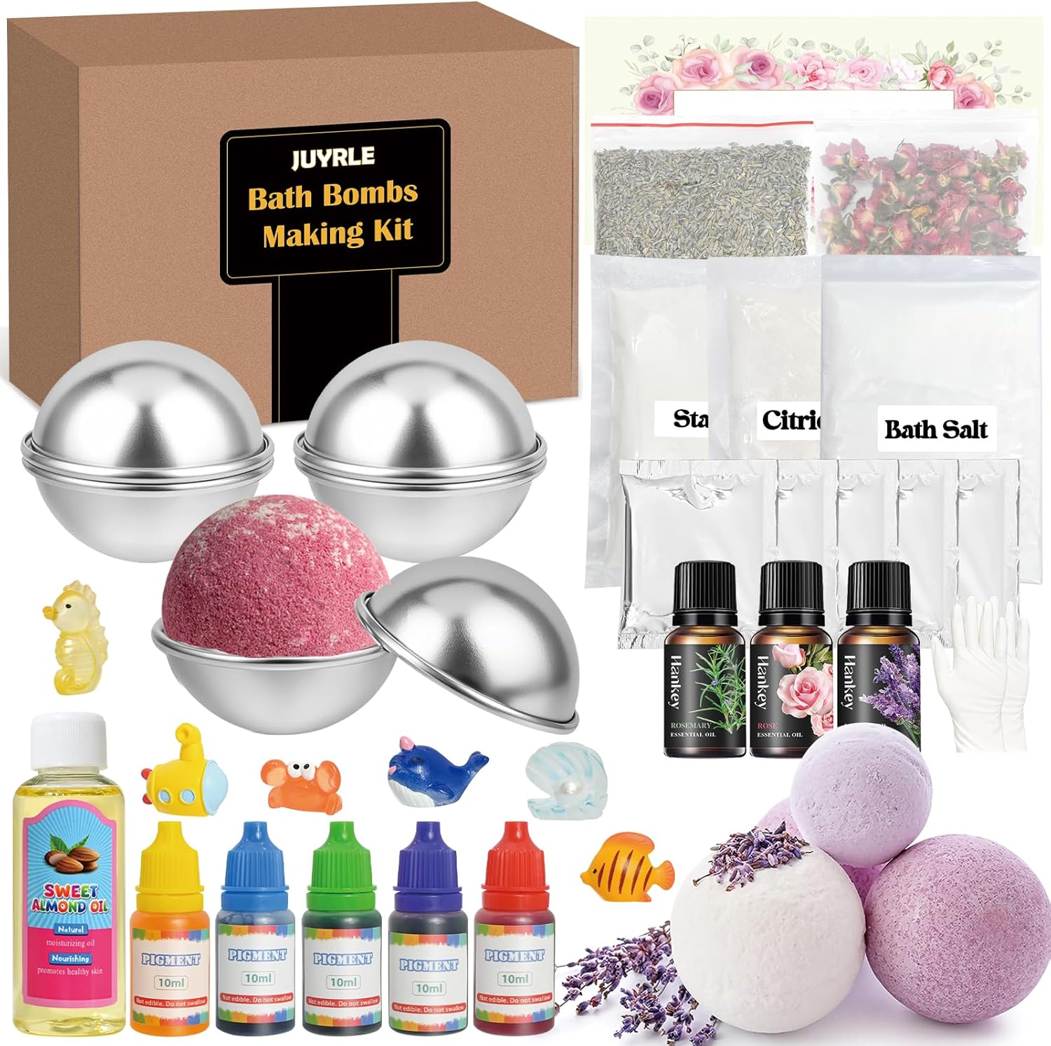 Amazon.com: JUYRLE Bath Bomb Making Kit- 30Pcs DIY Bath Bomb Kit for ...