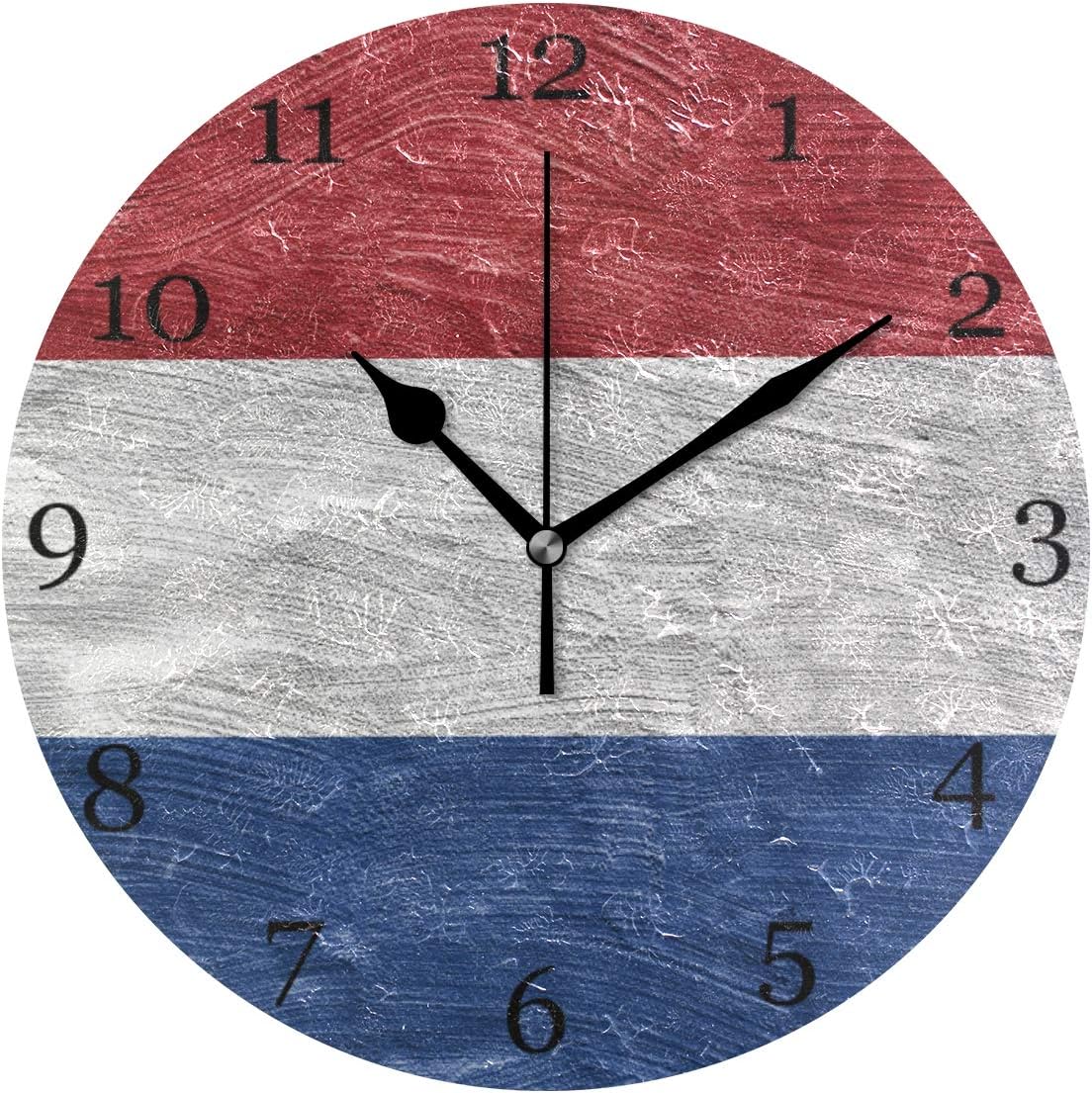 Amazon.com: Colored Flag Wood Wall Clock Silent Non Ticking Desk Clocks ...