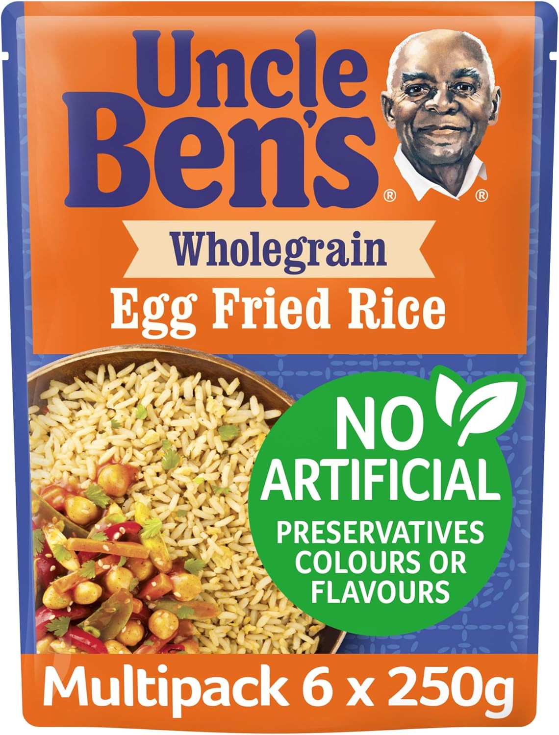 UNCLE BEN'S Wholegrain Egg Fried Microwave Brown Rice, Bulk Multipack 6 x 250 g Pouches : Amazon ...