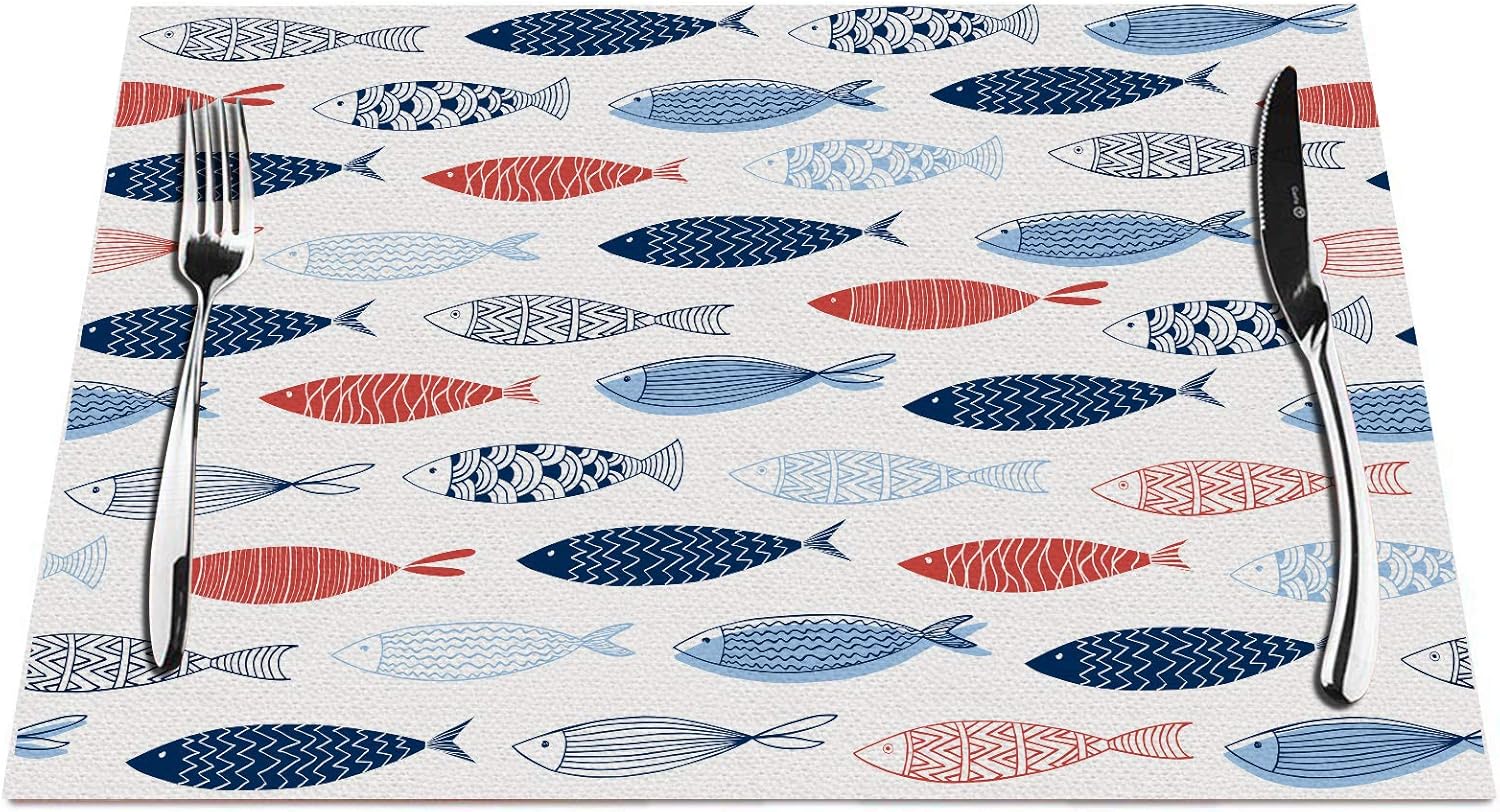 Amazon.com: Colorful Fish Placemats Set of 4, Colorful Fish in The ...