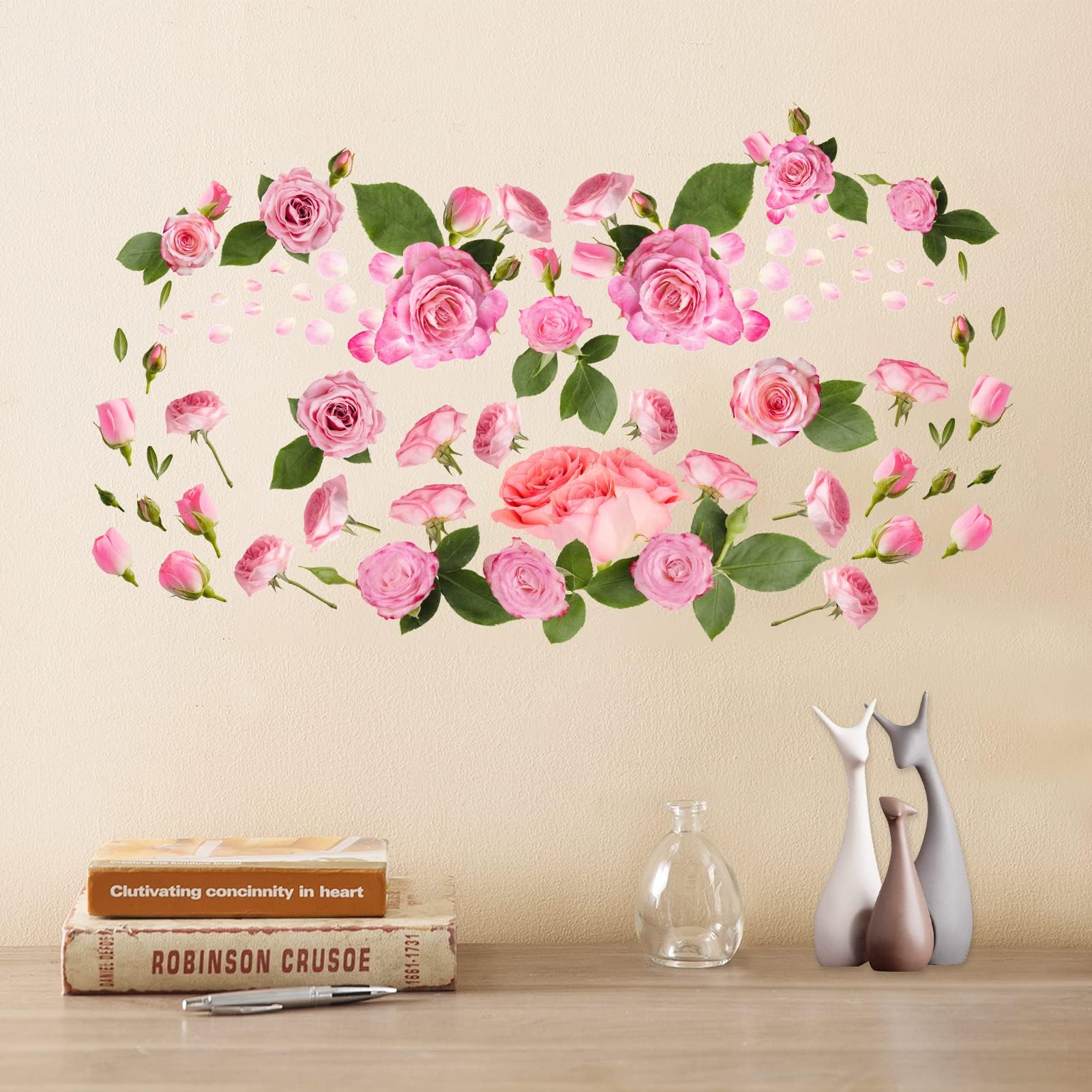 Amazon.com: StikArt Removable Single Red Rose Wall Decal on Canvas ...