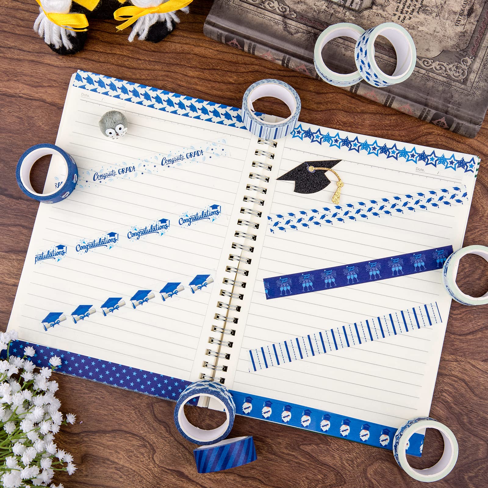Snapklik.com : 12 Rolls Graduation Washi Tape Blue White Congrats Grad ...