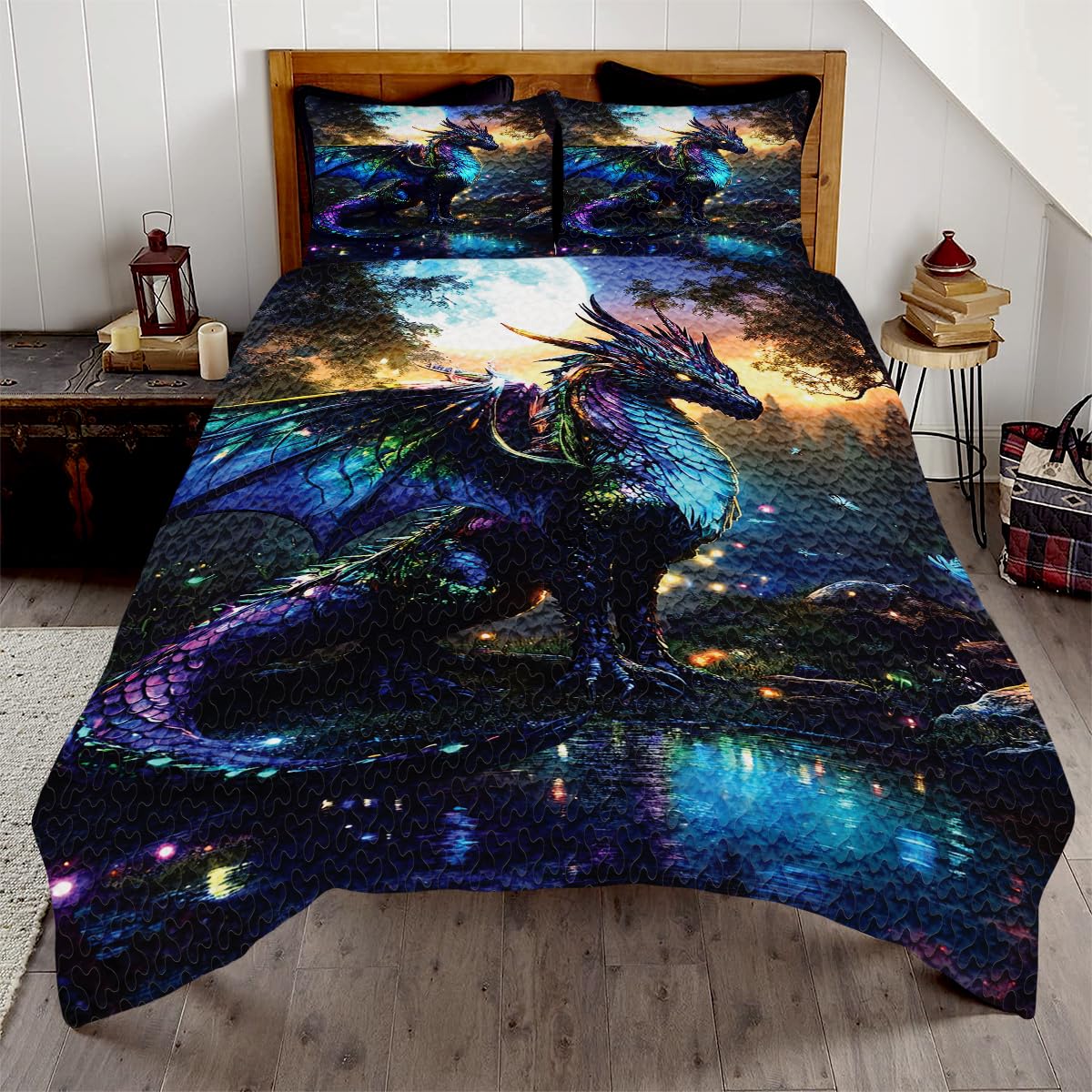 Amazon.com: PREAUREUM Personalized Dragon Quilt Set Dragon Bedding Set ...