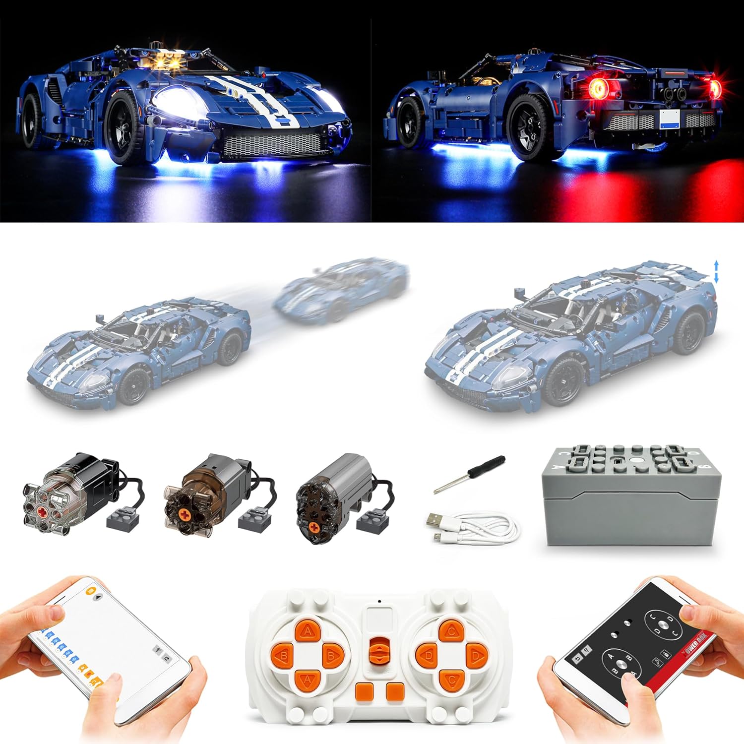 Power Function Motor Light Set for Lego 42154 Ford GT 2022 Car Model ...