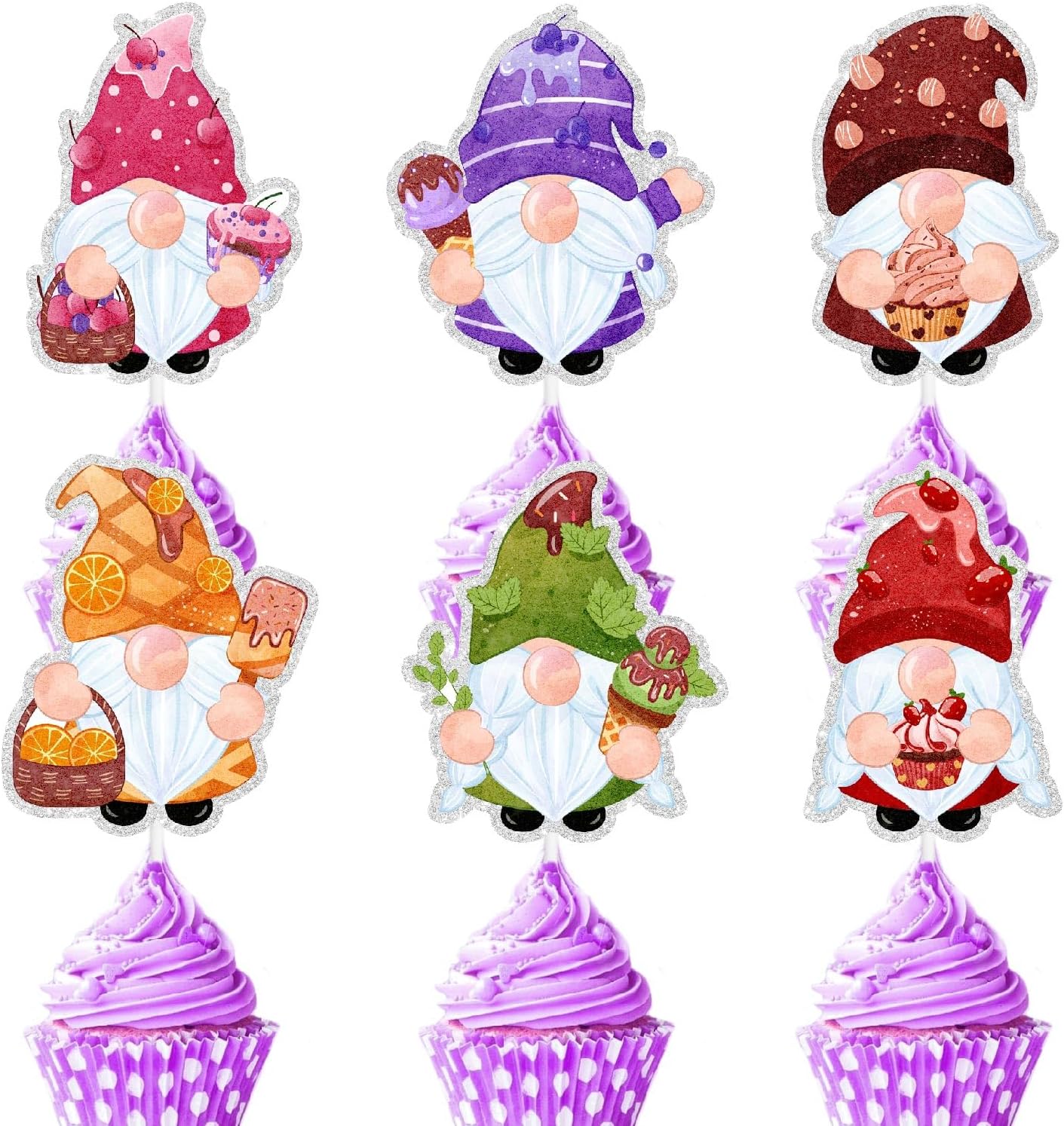 Amazon.com: Dessert Cupcake Toppers 18-Piece Ice Cream Donut Theme ...