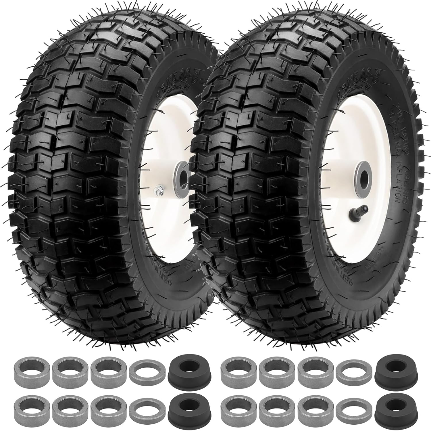 Amazon.com: 13x5.00-6 Tire and Wheel, 2PCS Tubeless Lawn Mower Tires with Rim 13x5.00-6 Riding ...