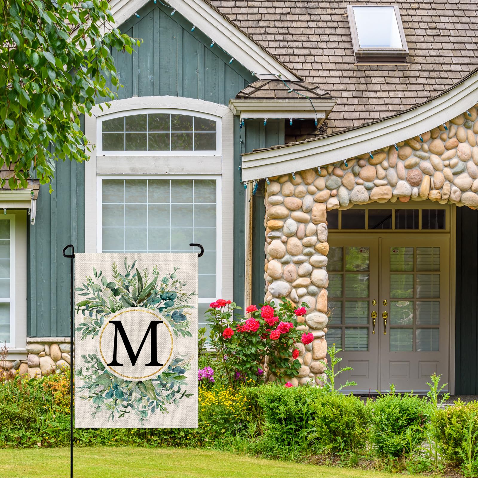 Snapklik.com : Wyooxoo Monogram Letter M Floral Garden Flag 12x18 Inch ...