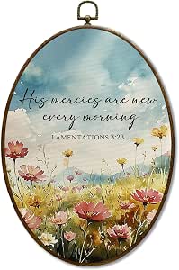 Amazon.com: JQF Christian Floral Oval Wall Decor, His Mercies Are New ...
