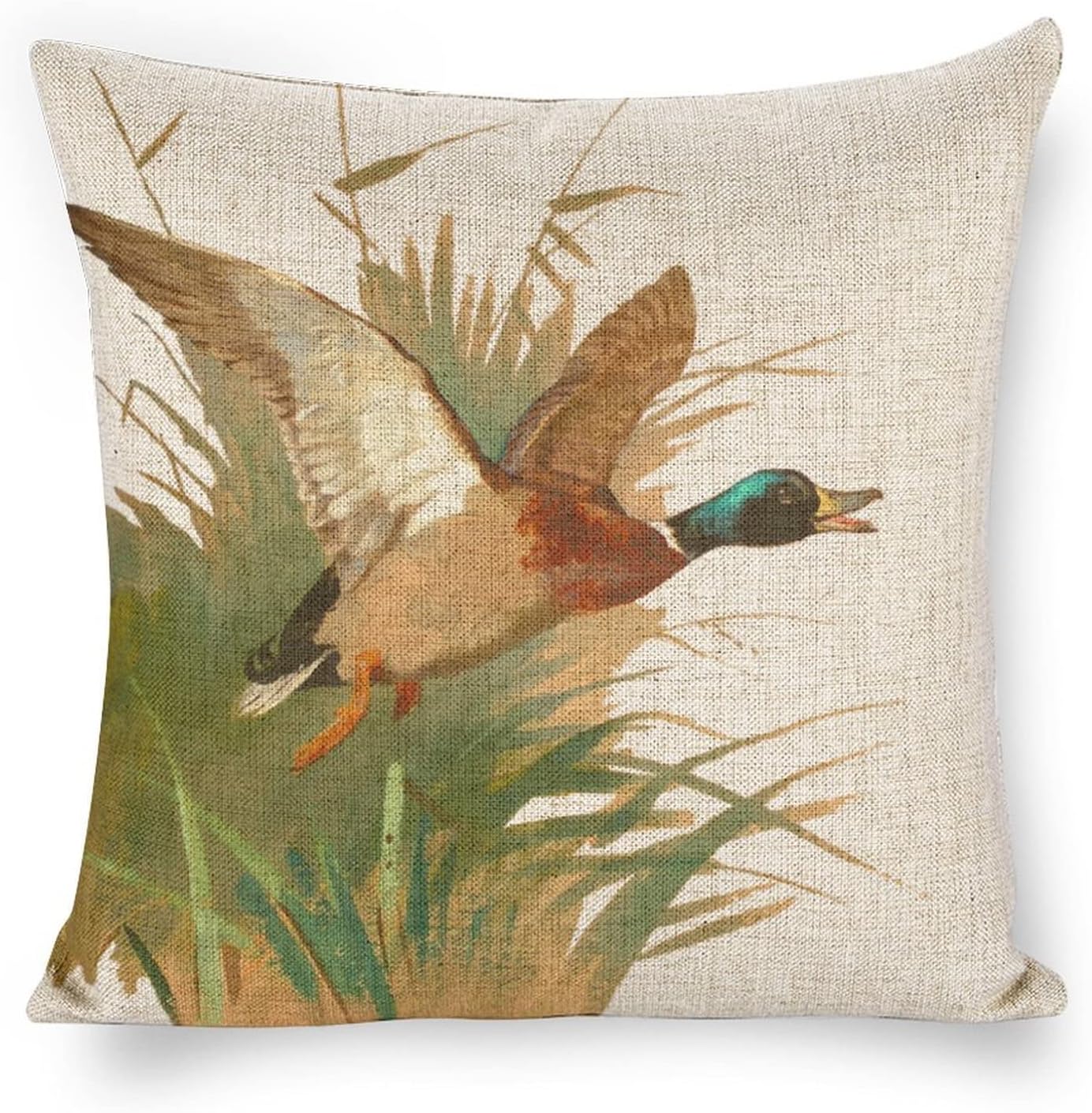 Amazon.com: Icotoibabie Linen Throw Pillow Covers Mallard Duck Flying ...