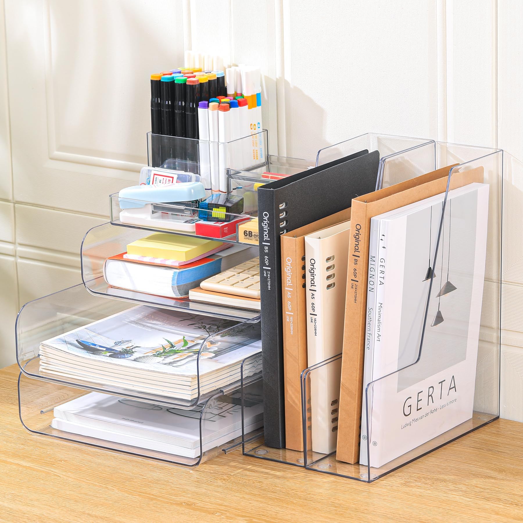 Amazon.com : DINGHUO Desk File Folder Holder Organizer, Clear Acrylic ...