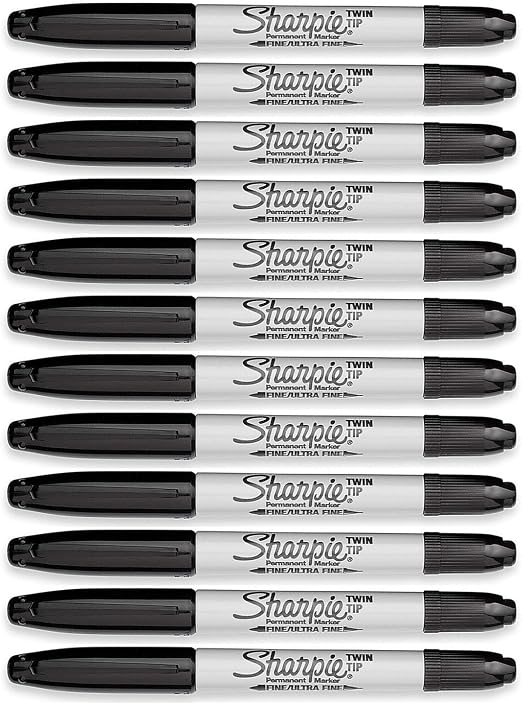 Sharpie Permanent Marker, Twin Tip, Fine and Ultra Fine Points, 12 Pack ...
