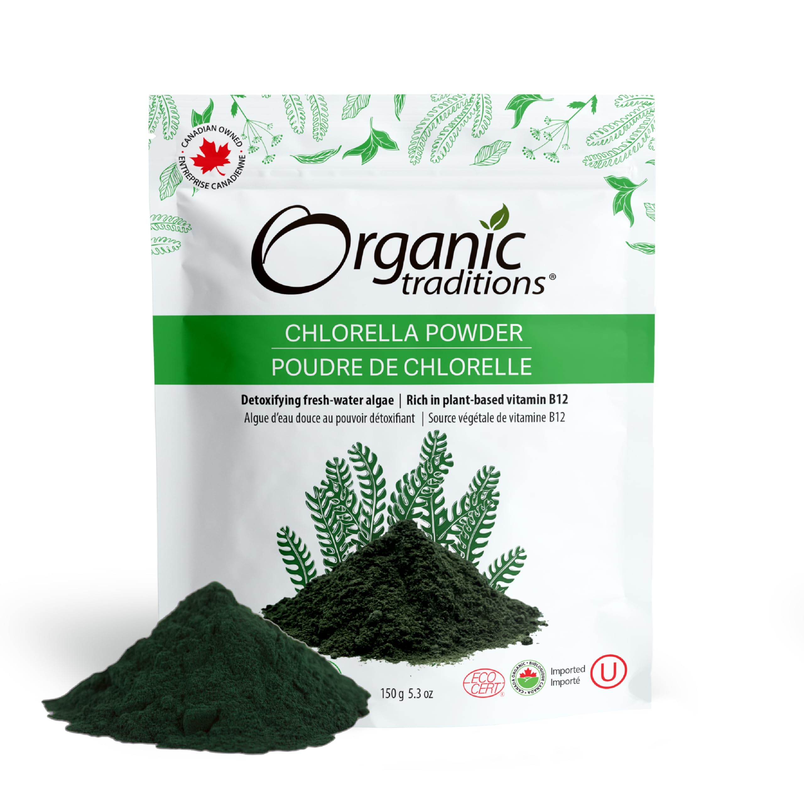 Chlorella Powder Organic Traditions 150g / 5.3oz - Broken Cell Wall ...