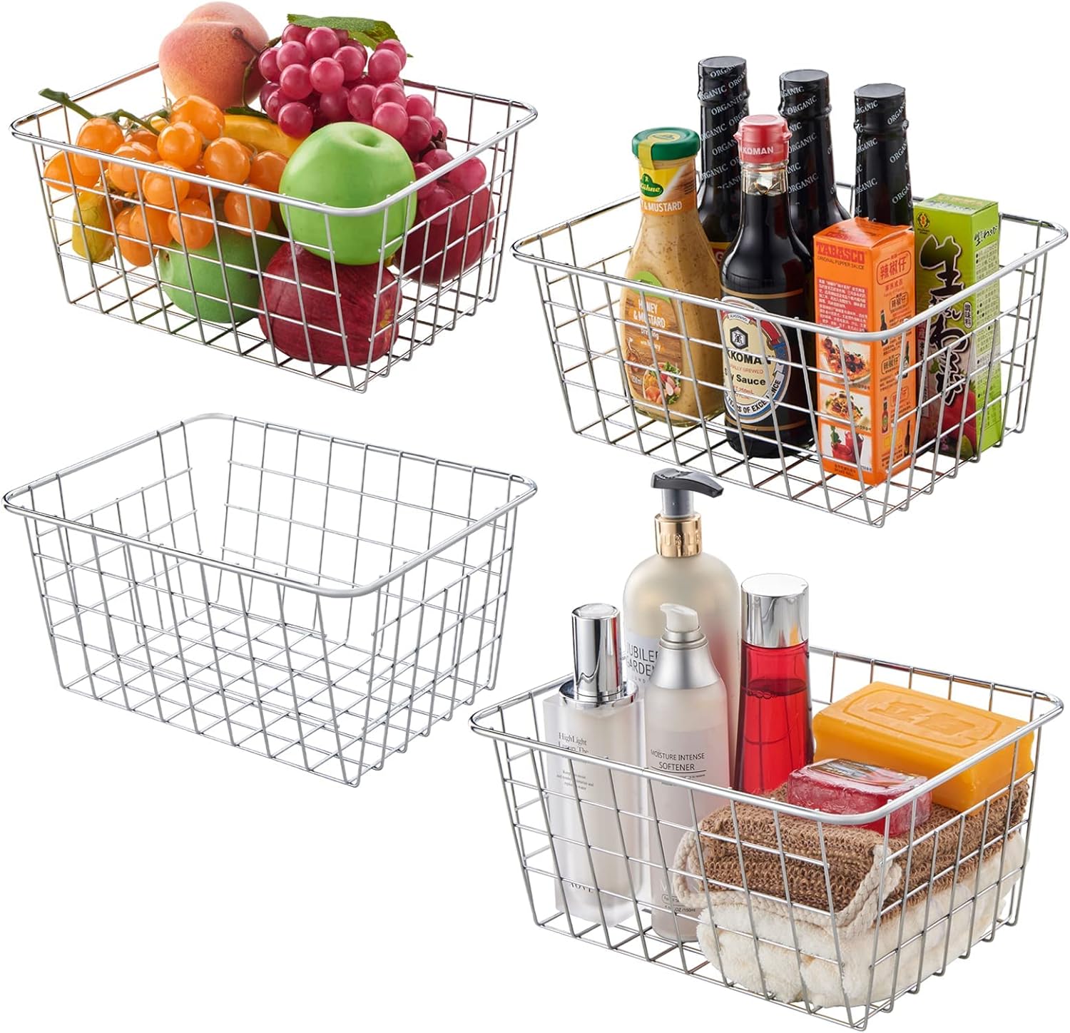 Amazon.com - JUNCHU CHERRY Wire Kitchen Storage Basket 4 Packs,Perfect ...