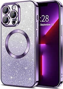 Amazon.com: Hython for iPhone 13 Pro Max Case Clear Magnetic Glitter Phone Cases [Compatible ...
