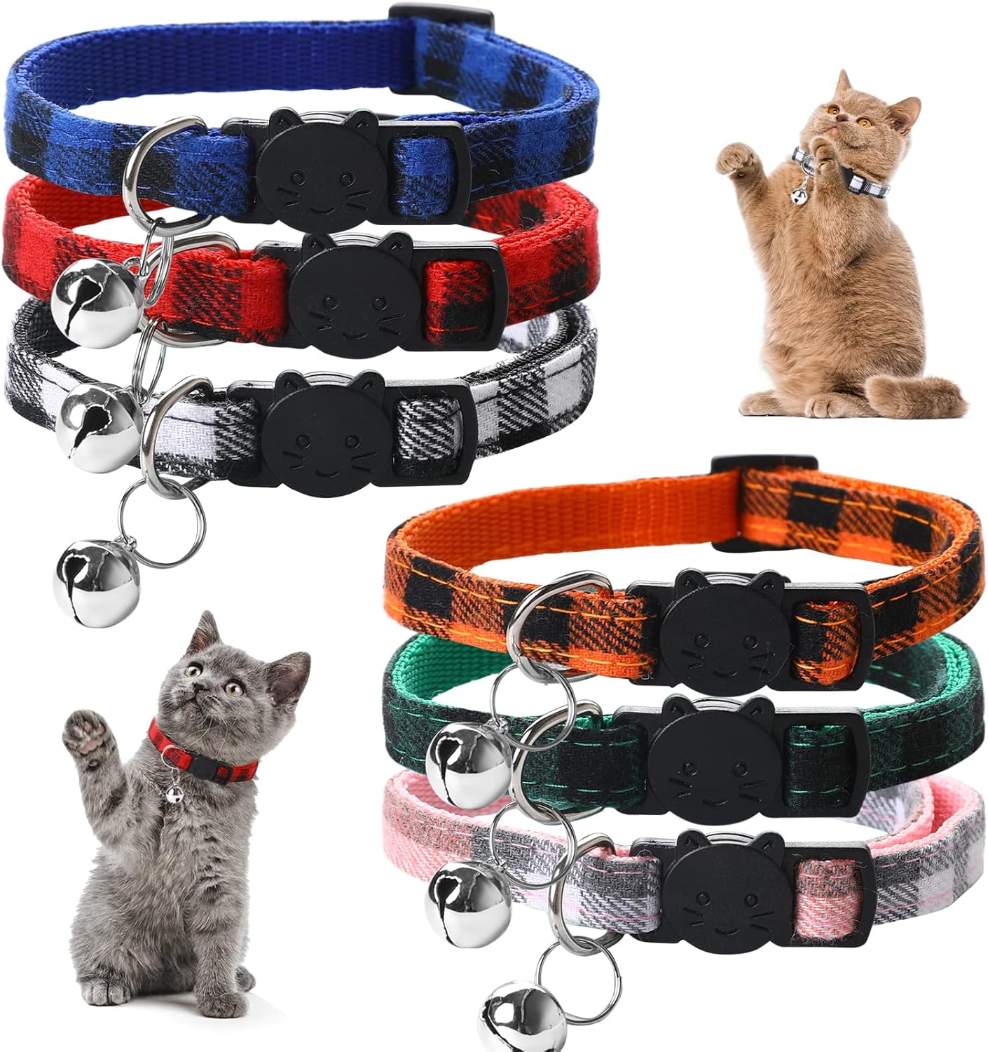 Pet Supplies : Cat Collars for Boy Cats Classic Plaid Collar with Bell ...
