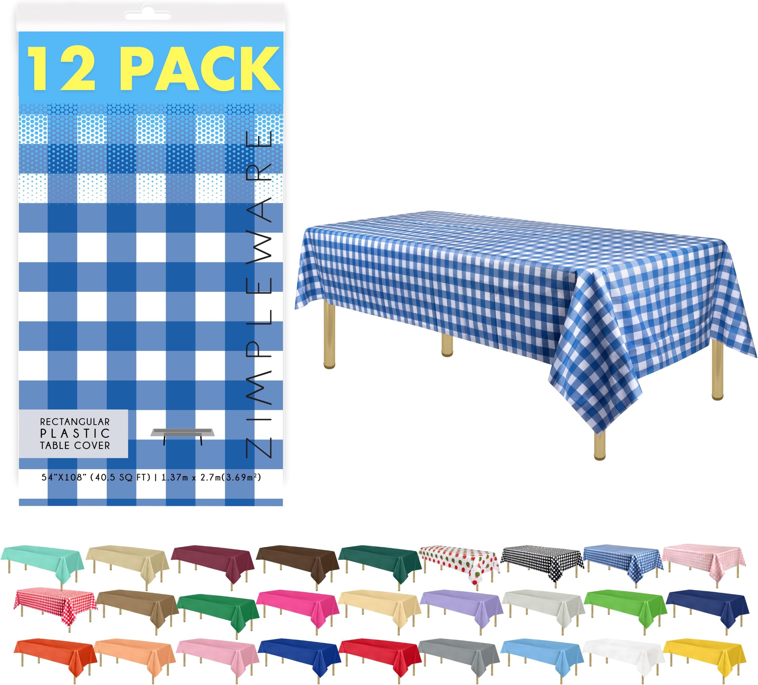 Amazon.com: HSGUS 14 Pack Plastic Blue Premium Gingham Checkered Picnic ...