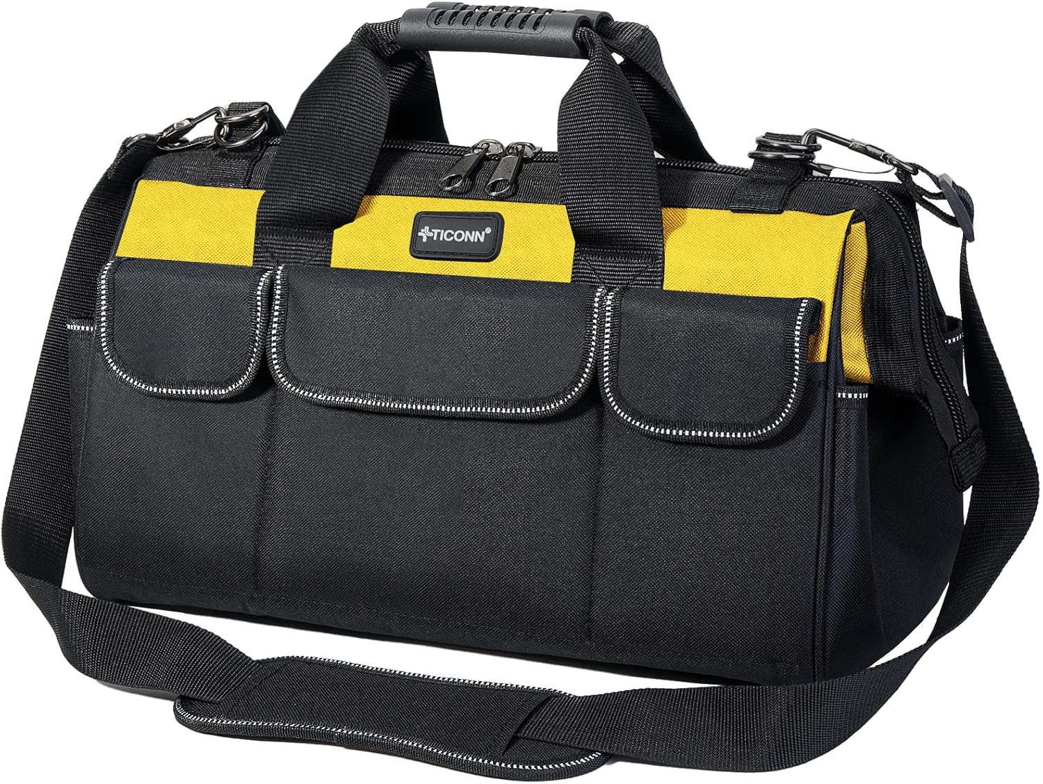 TICONN Tool Bag with Multi-Pockets Wide Mouth Tool Tote with Safety ...