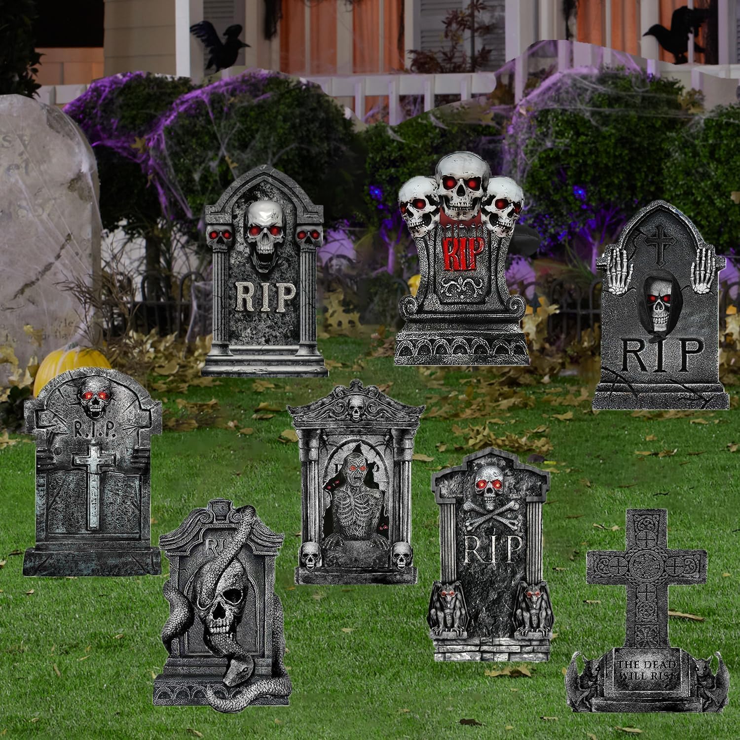 Amazon.com: 8 Pack Halloween Tombstones Yard Sign with Stakes, 16 ...