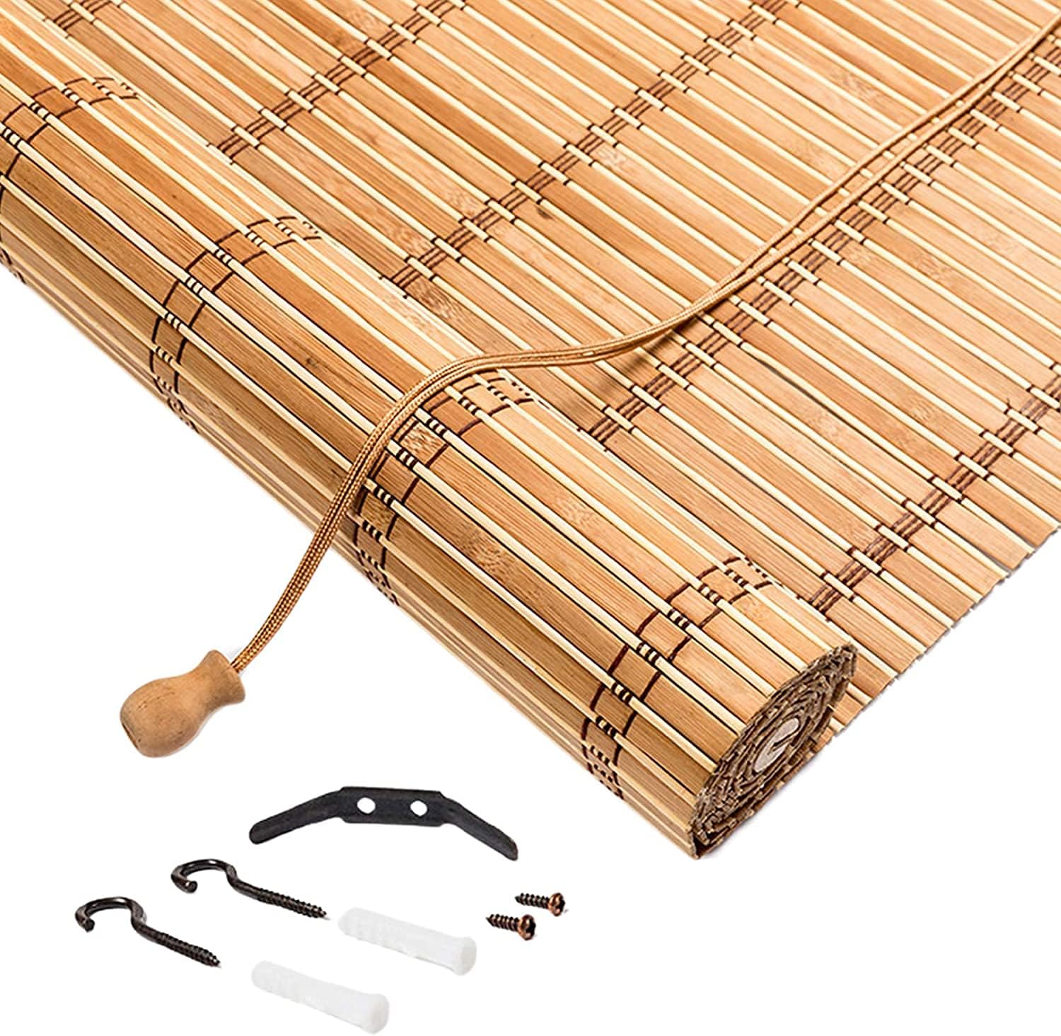 Bamboo Roll'Up Roller Blind,Natural Bamboo Curtains with Lifter,Light ...