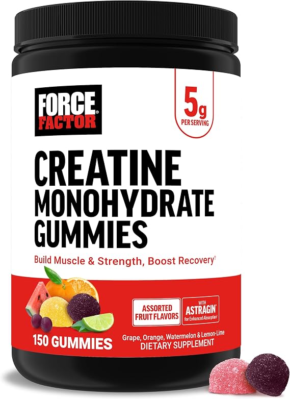 Amazon.com: Force Factor Creatine Monohydrate Gummies, 5g Dose for Men ...