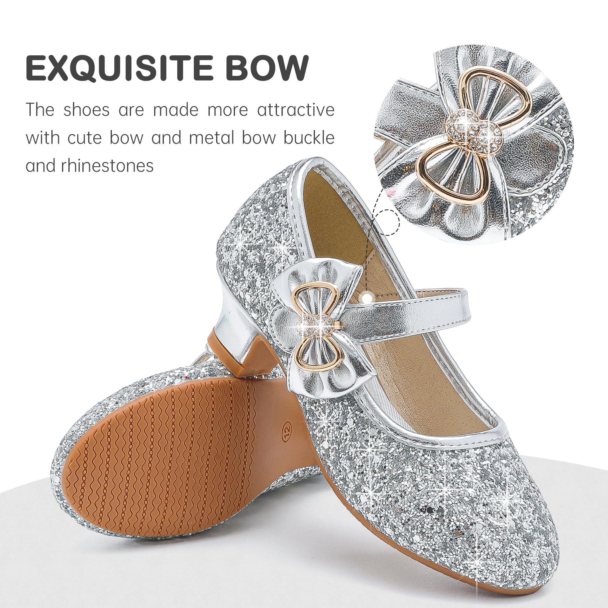 Snapklik.com : Dufannie High Heels For Little Girls Silver Dress Shoes ...