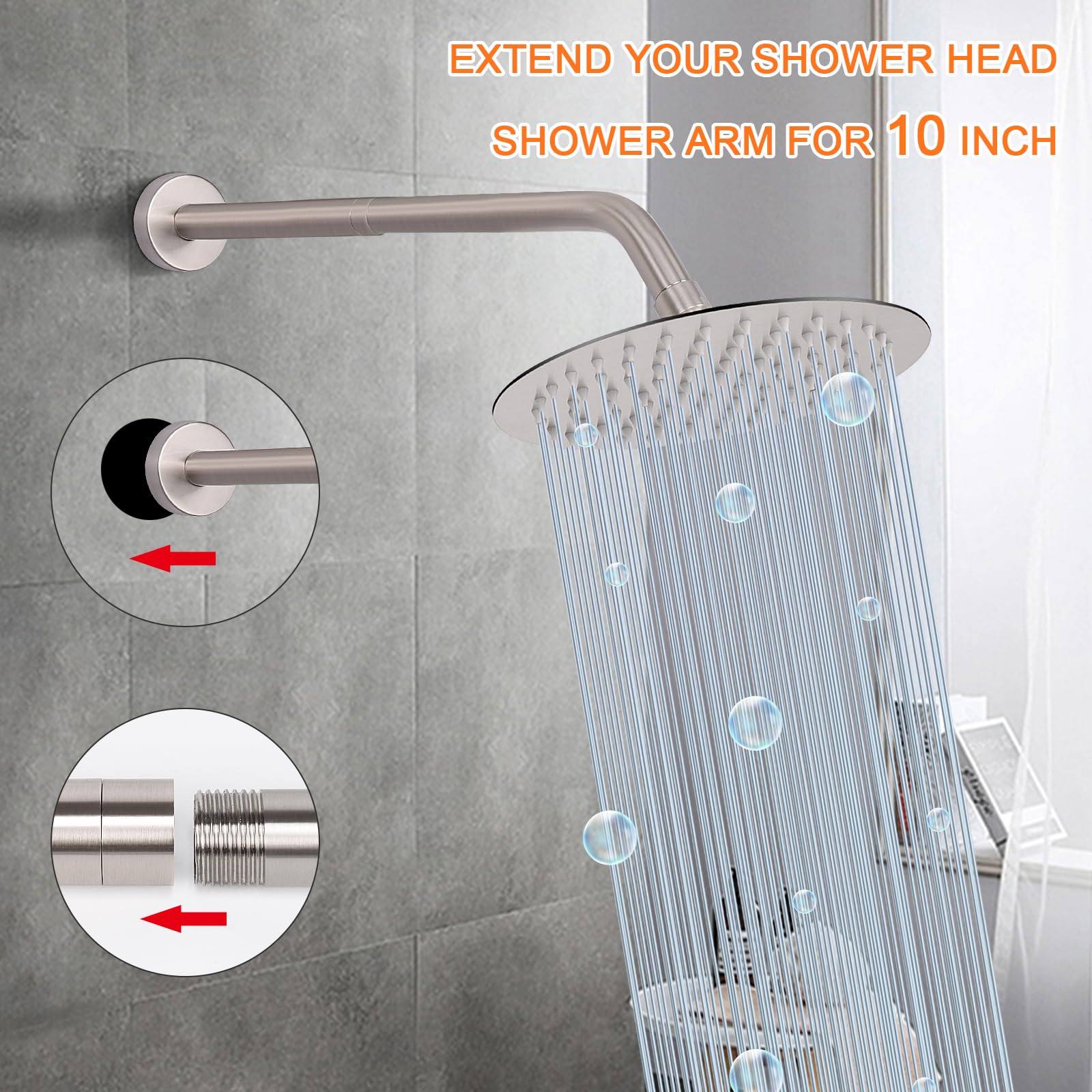 Snapklik.com : HarJue Shower Head Extension Arm, Shower Extender Water ...