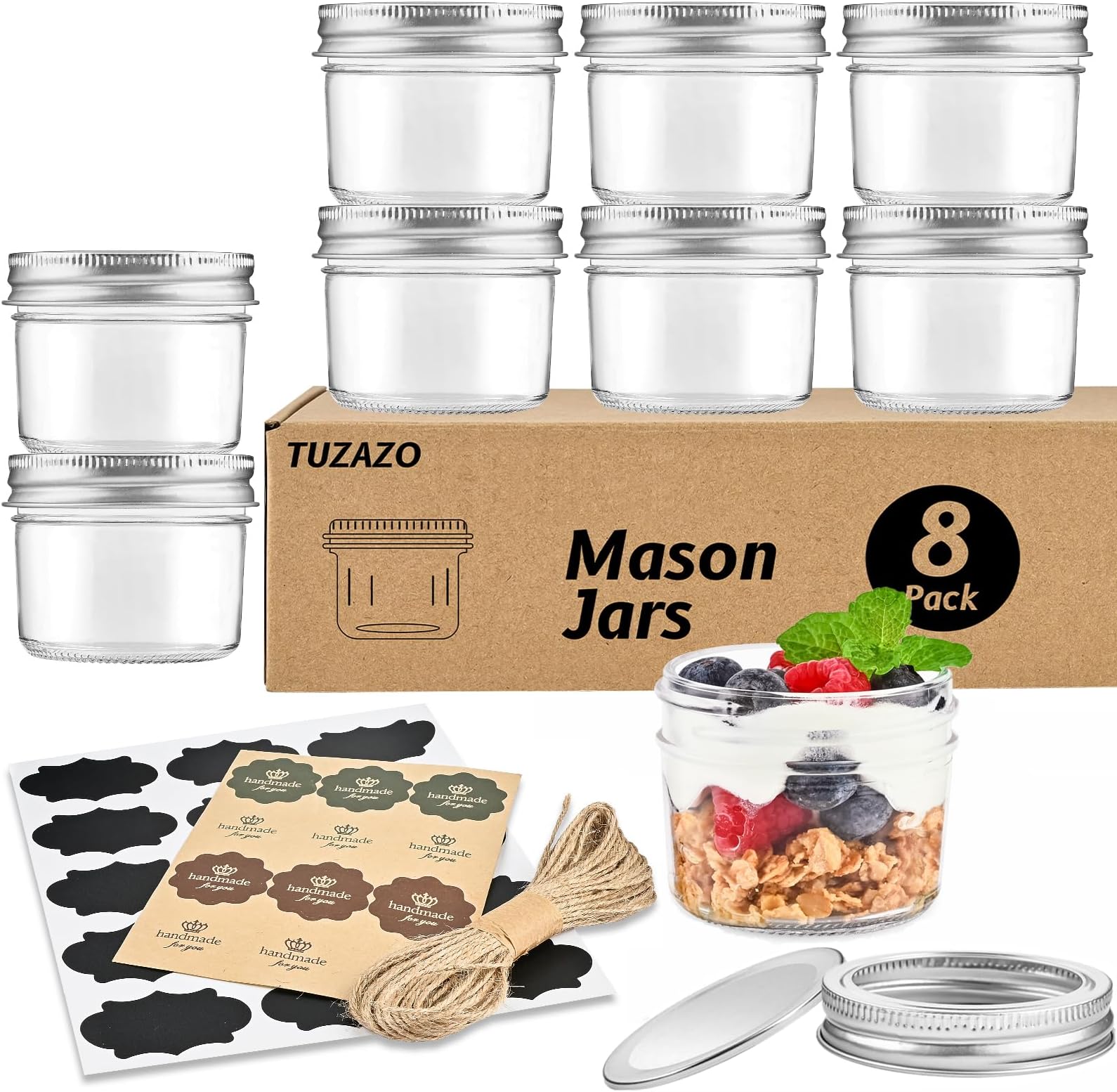 Amazon.com: Kerr Wide Mouth Half-Pint Glass Mason Jars 8-Ounces with Lids and Bands 12-Count per ...